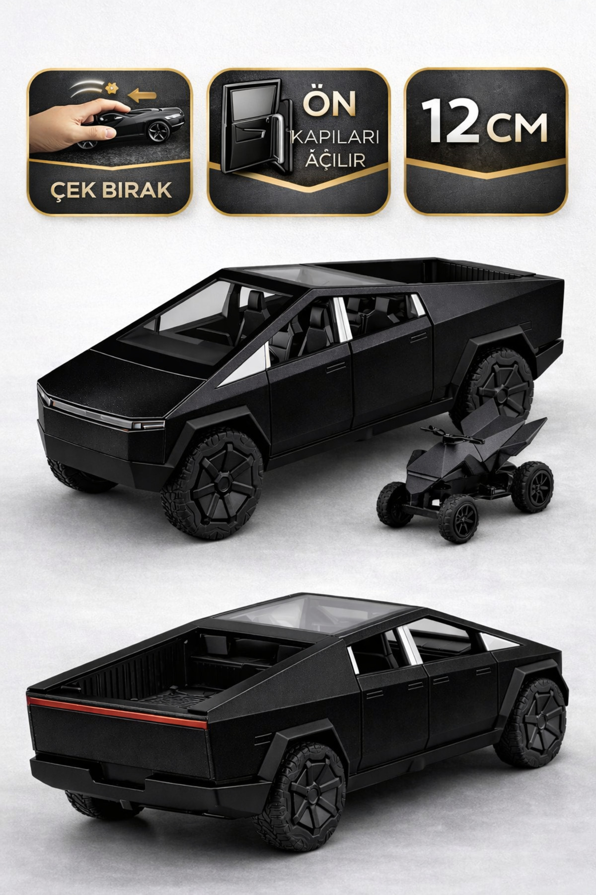 YILDIRIM OYUNCAK Die Cast Çek Bırak Metal Model Araba ATV'li Tesla ...