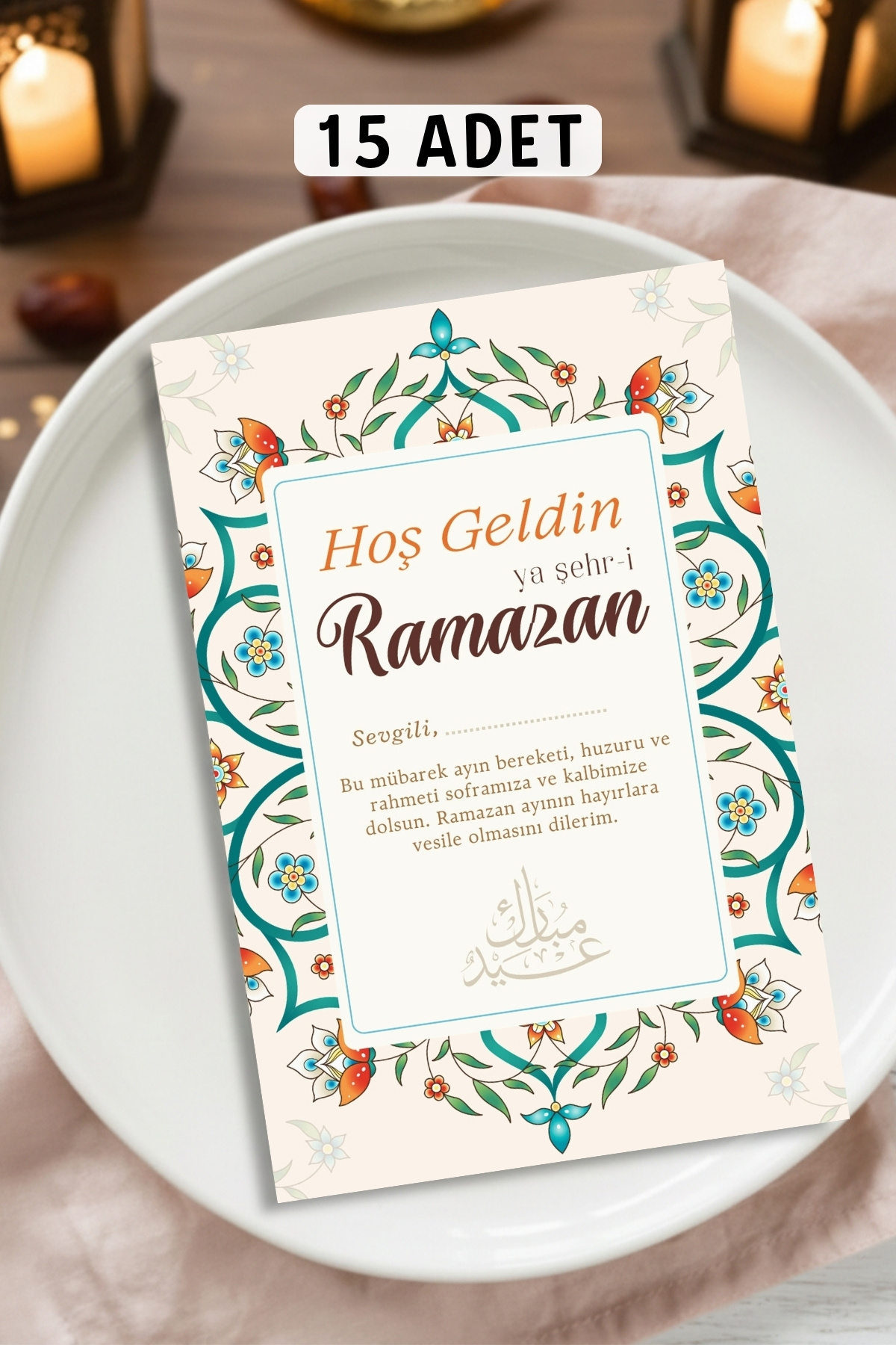 Metranya Ramazan Sofrası Masa Kartı, 15 Adet Dekoratif Masa Süsü ...