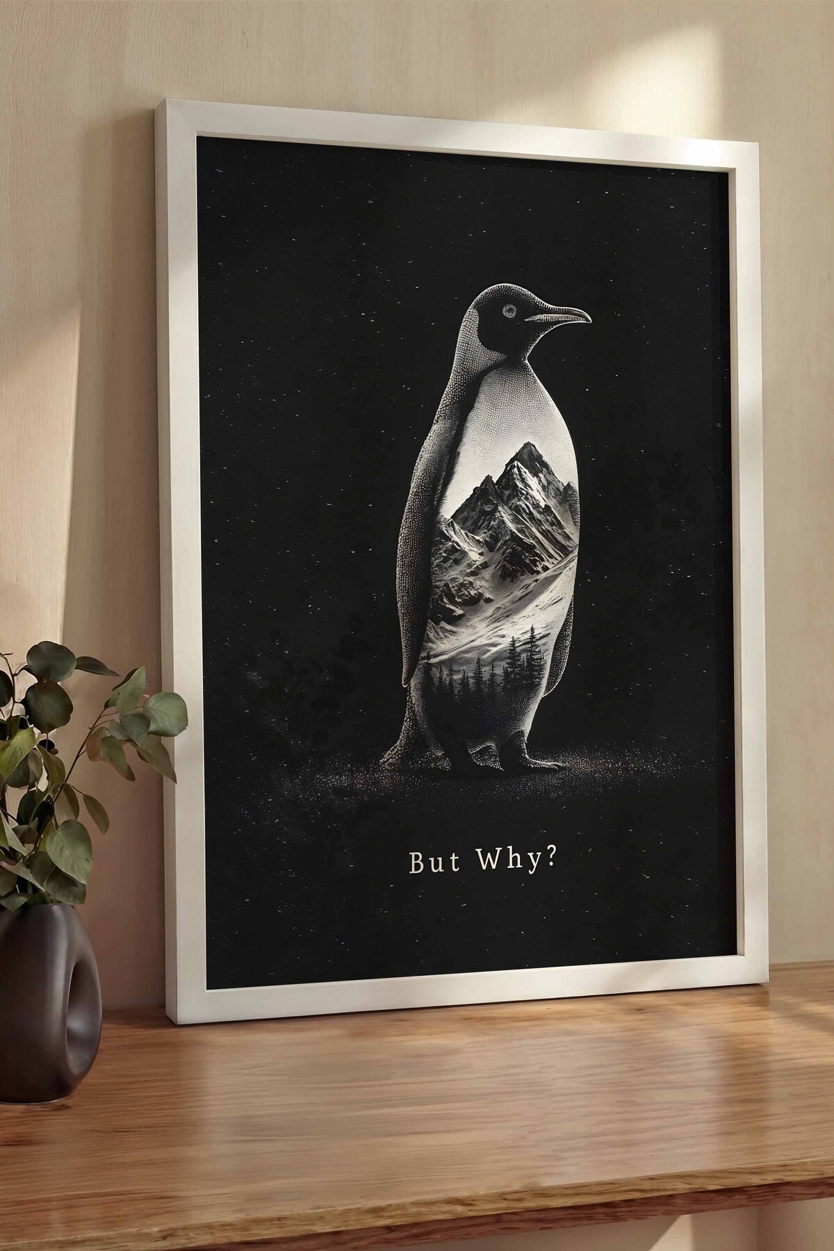 postifull Poster înrămat cu pinguin nihilist, tablou cu ramă groasă ...