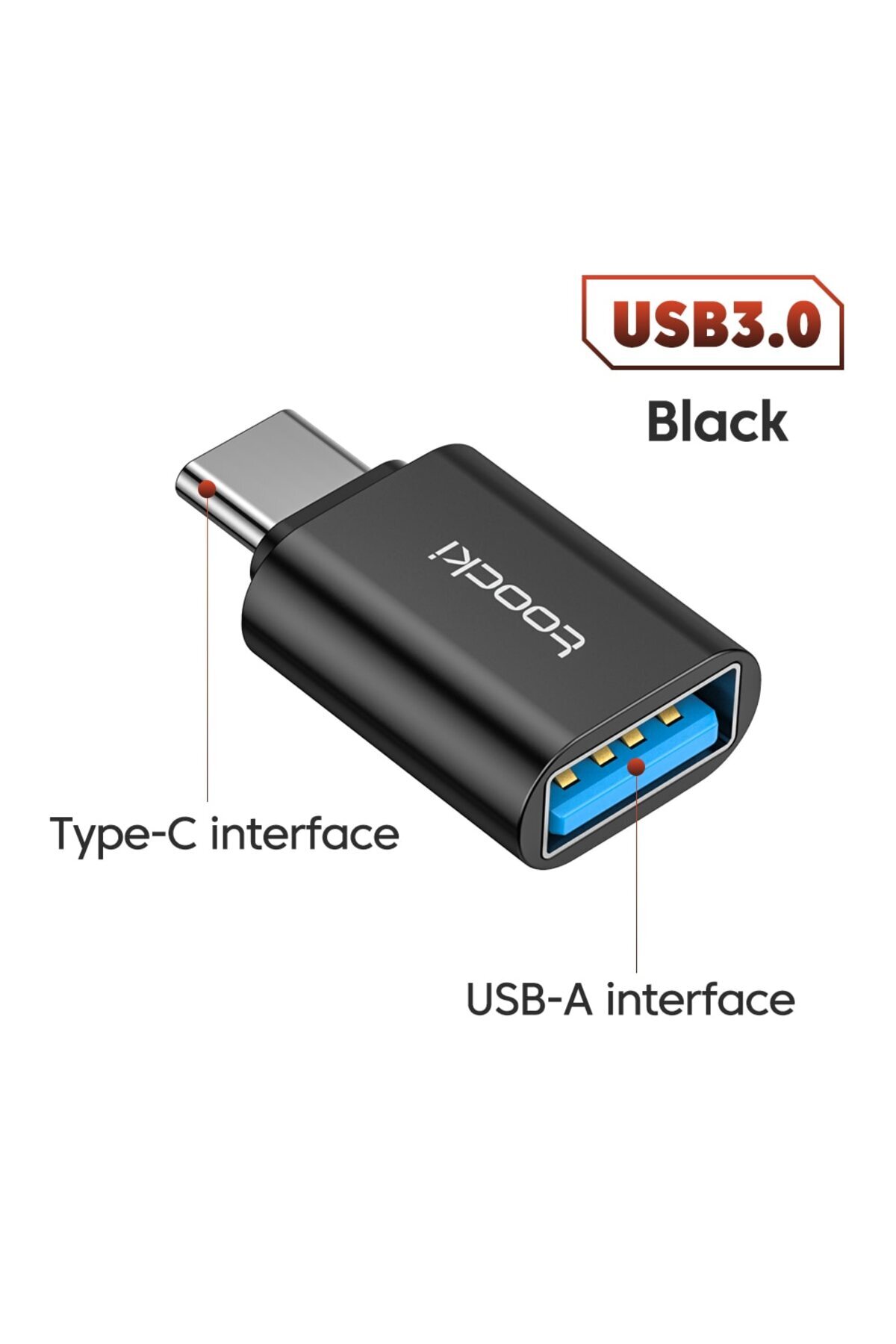 Toocki محول USB إلى C أسود OTG USB 3.0 إلى Type C Micro إلى Type C ذكر ...
