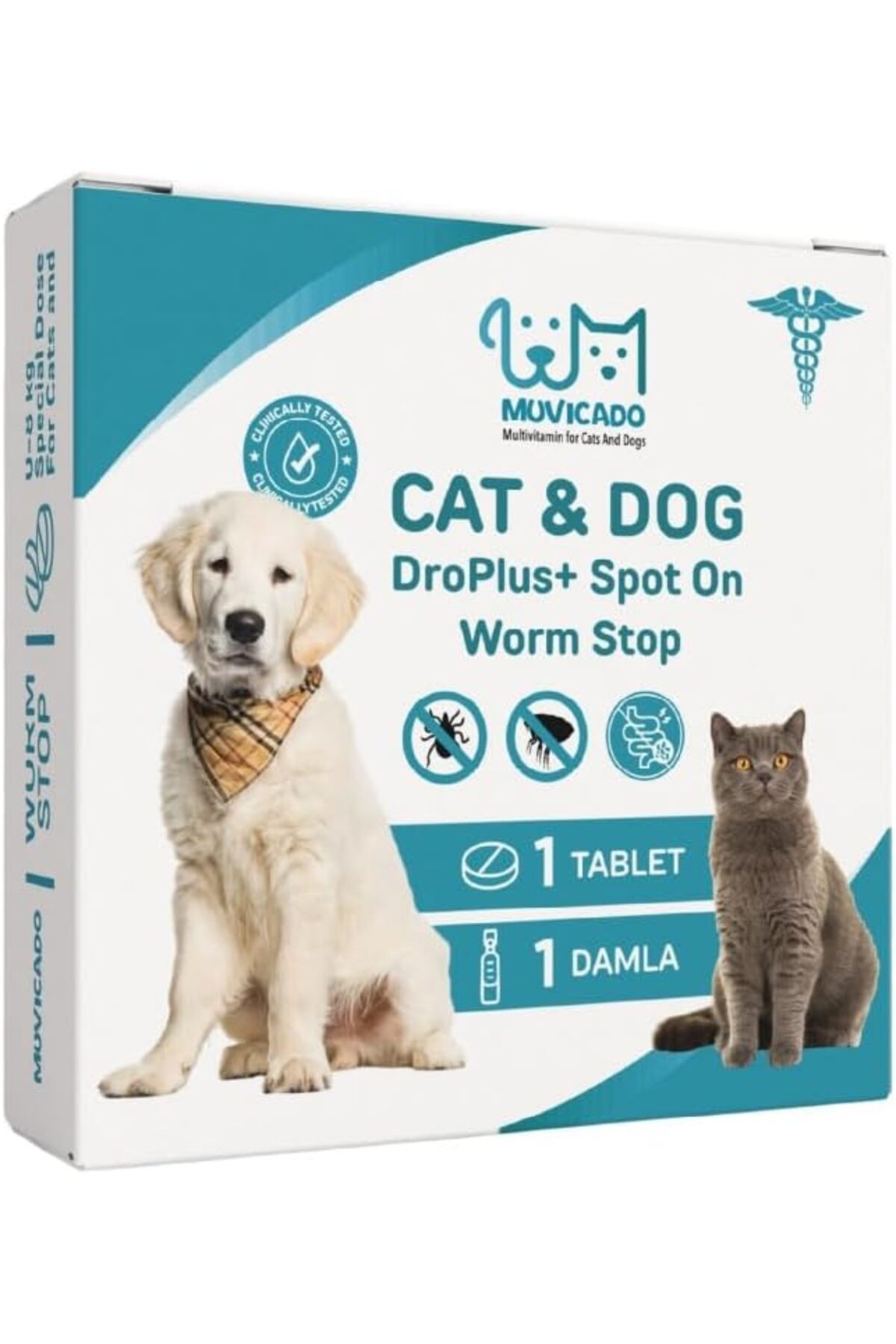 BRF TopTasSell Kedi Köpek Worm Stop İç Dış Parazit Damla Tablet Seti ...