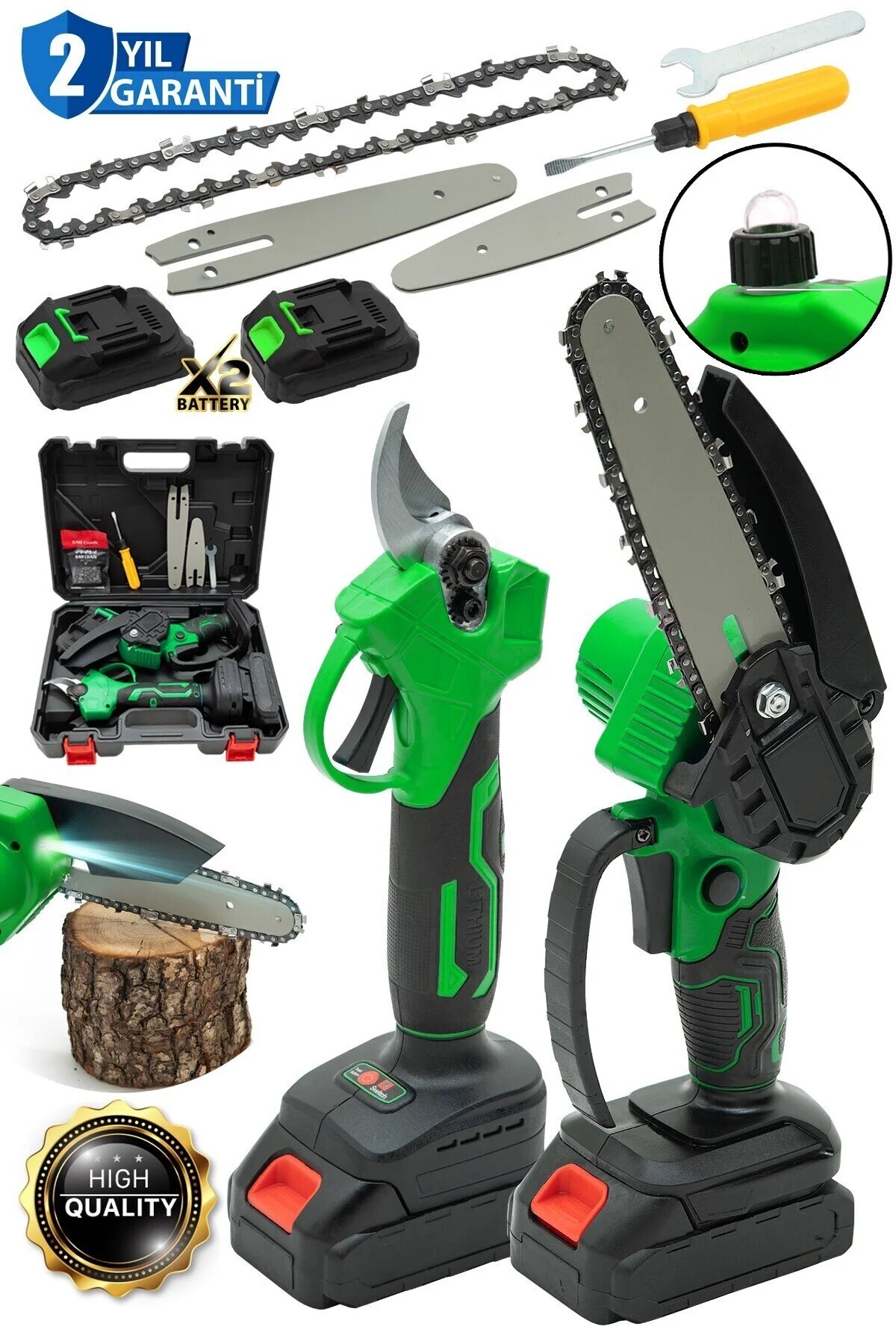 MoonTech Pro Seri 2 Li Set 2x Akülü Etsl Şanzuman Zincirli Şarjlı Dal ...