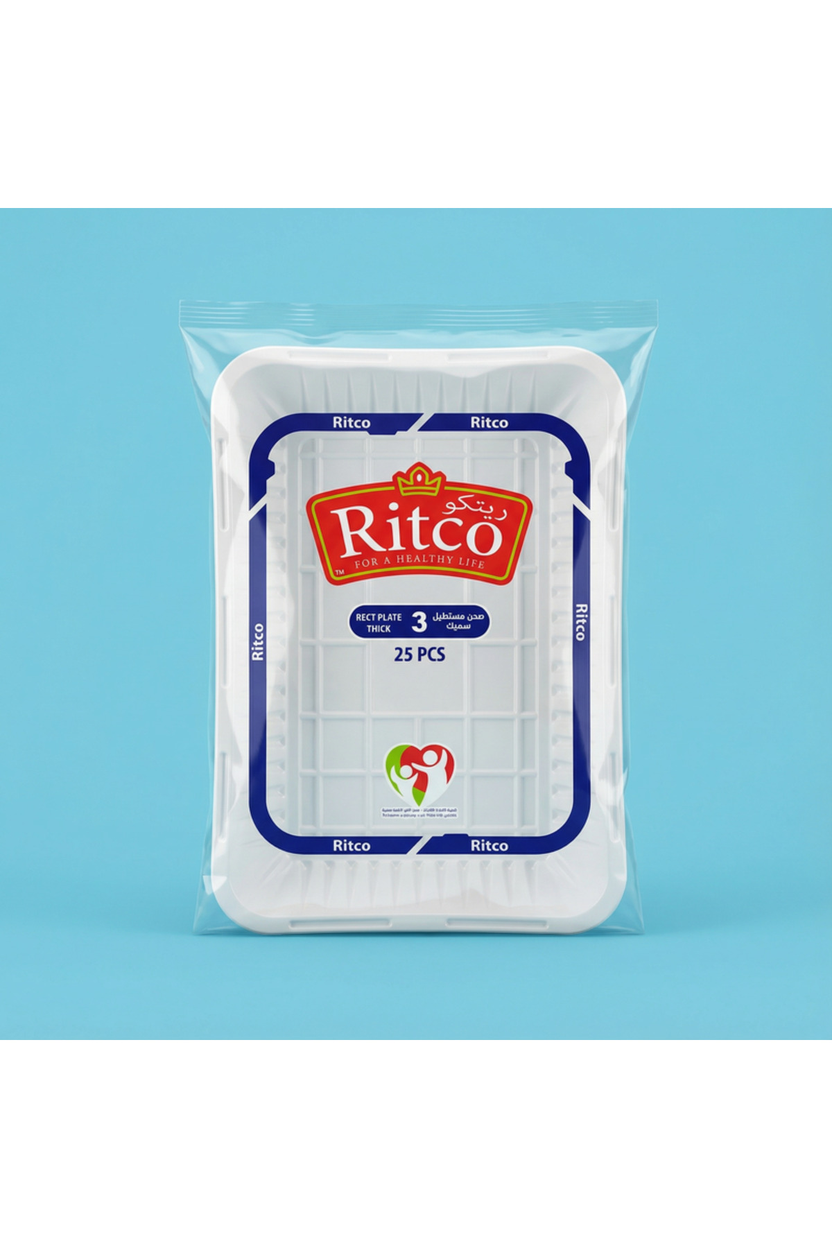 RITCO كرتون صحن بلاستيك مستطيل مقاس3 (1000صحن/كرتون)- ترينديول
