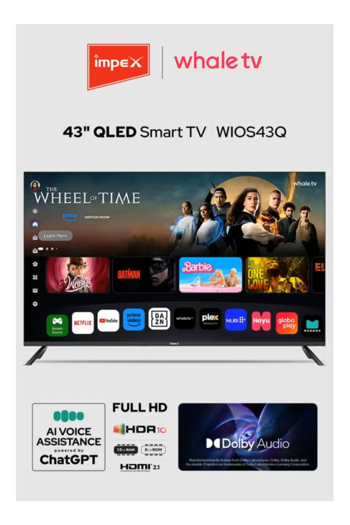 İMPEX Whale OS 43 Inch Smart QLED FHDTV Wios43Q AI Voice ChatGPT ...