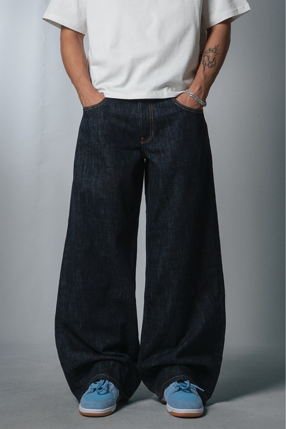 GRJ denim Ink Denim Wide Leg Super Baggy Mavi Erkek Jean Pantolon ...