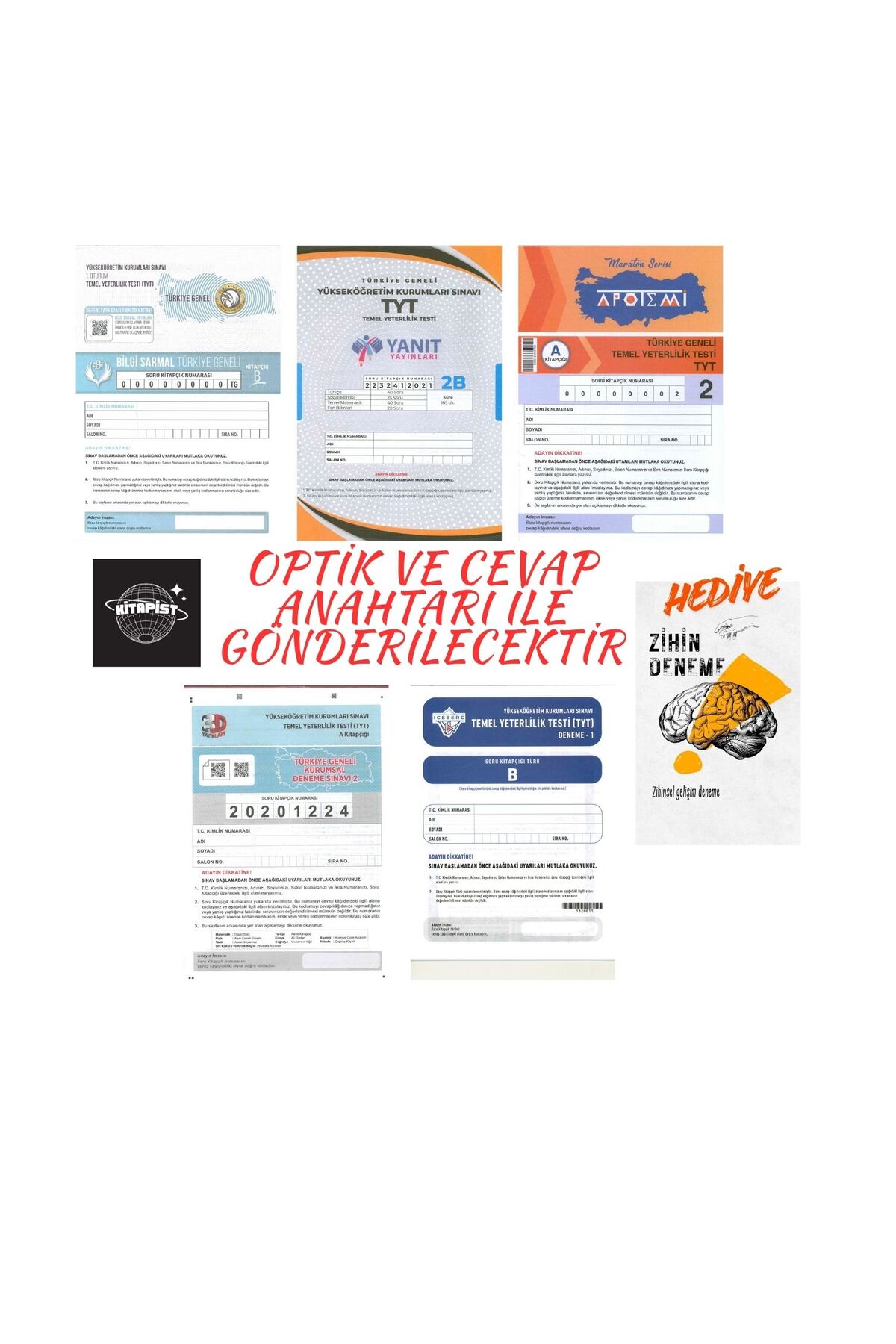 Karma Kitaplar TÜRKİYE GENELİ TYT 5ADET KURUMSAL DENEME OPTİK VE CEVAP ...