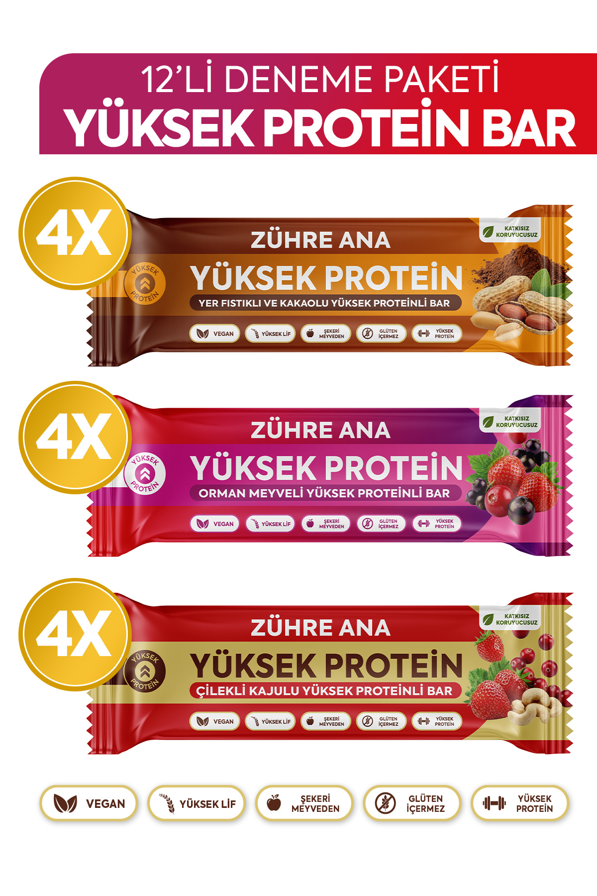 Zühre Ana High Protein Fruit Bar Trial Pack 40 Gr X 12 Pieces 3 Types ...