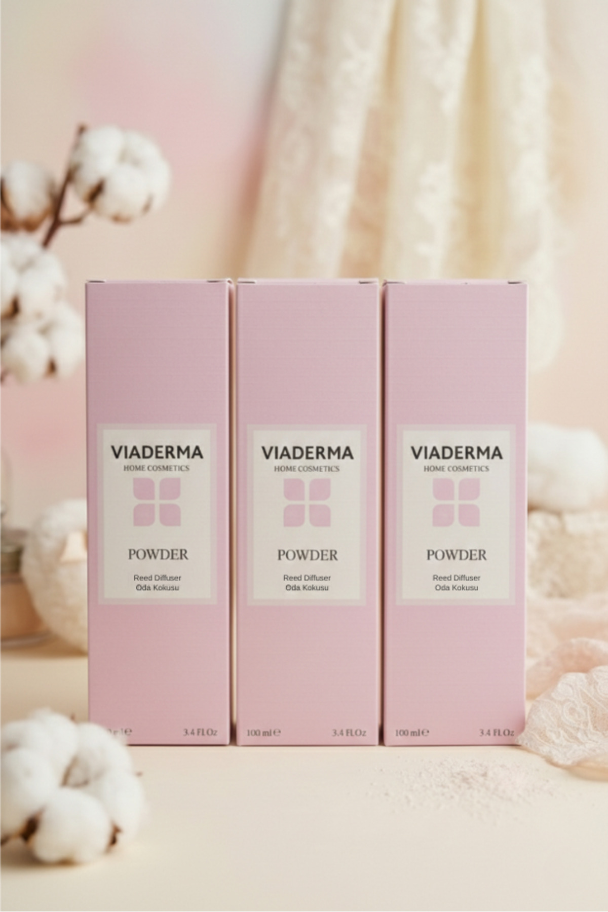 Viaderma 3'lü Fırsat Paketi - Pudra Kokulu Fiber Bambu Oda Kokusu (3 x ...
