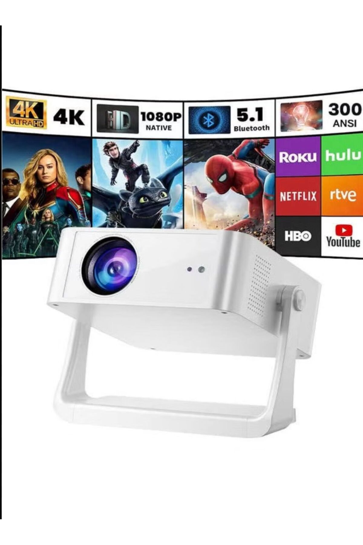 SmartBarrier Smart Barry Smart Projector - 4K HDR Resolution - Supports ...