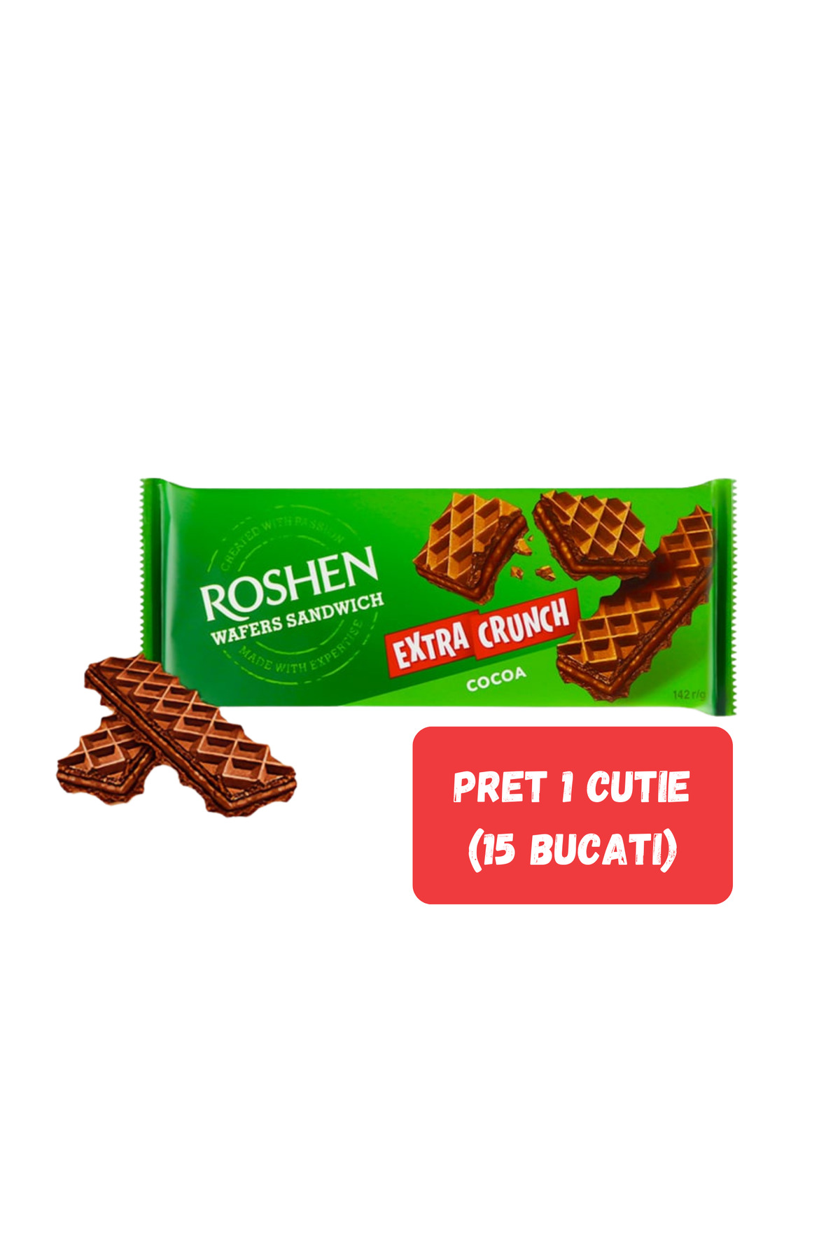 Roshen SET 15 BUCĂȚI Napolitane Sandwich CRUNCH CHOCO 142g- Trendyol