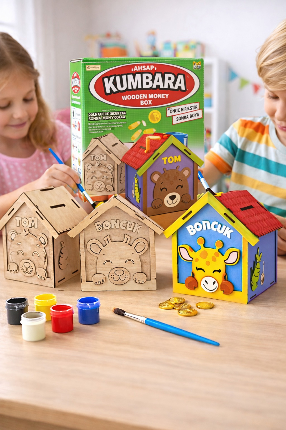 Canland Ahşap Kumbara Boyama Seti – Çocuklar İçin Sevimli Kumbara ...