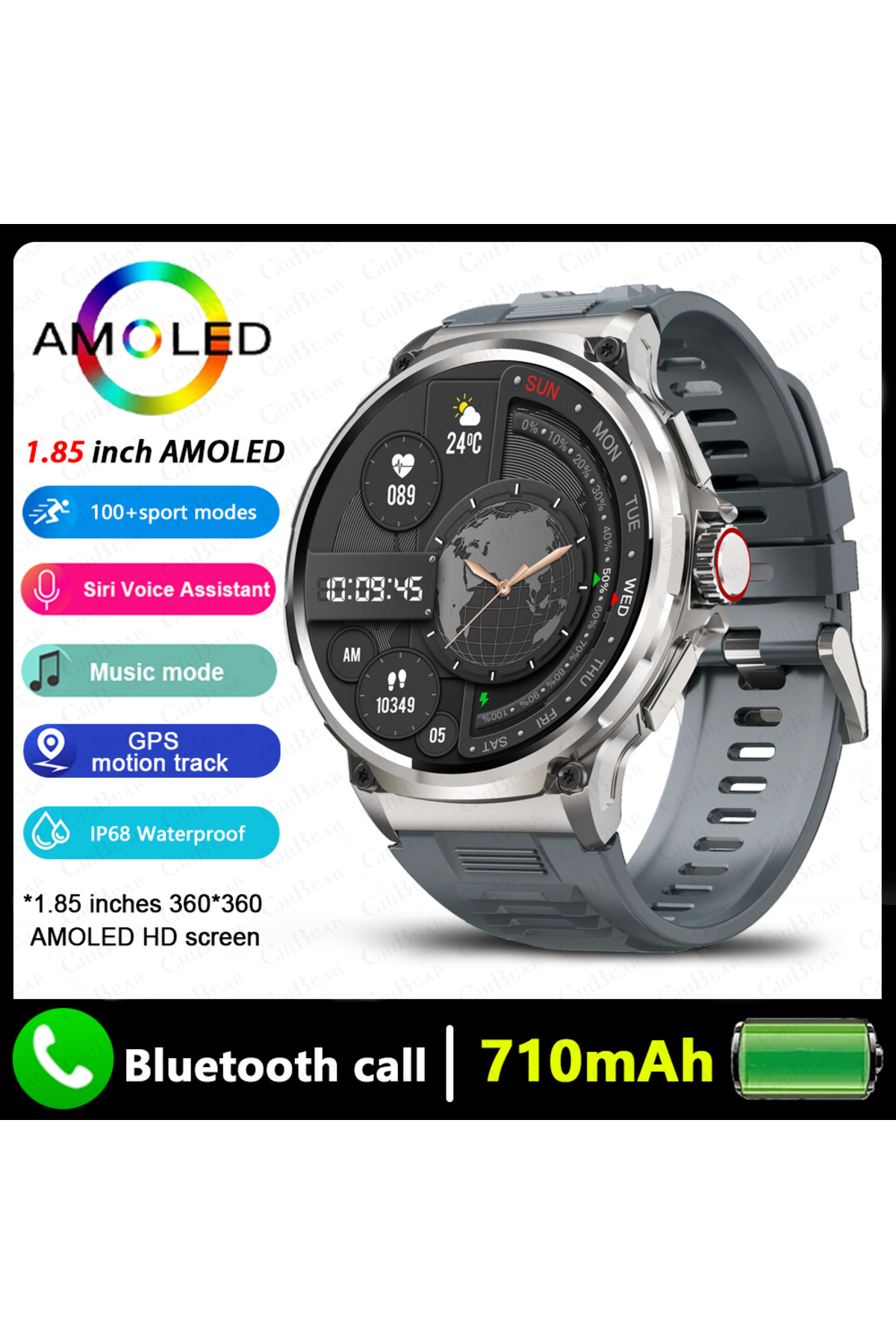 Choice Grey silicone belt 2026 New GPS Track Smart Watch Men 1.85-Inch ...