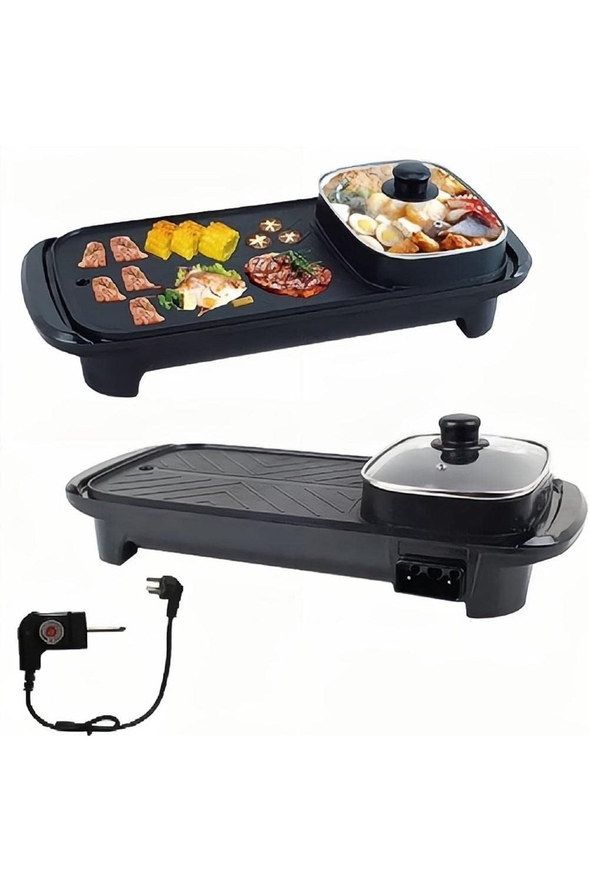 Generic DENX 2-in-1 Electric Grill And Hot Pot 1350W, TableTop Electric ...