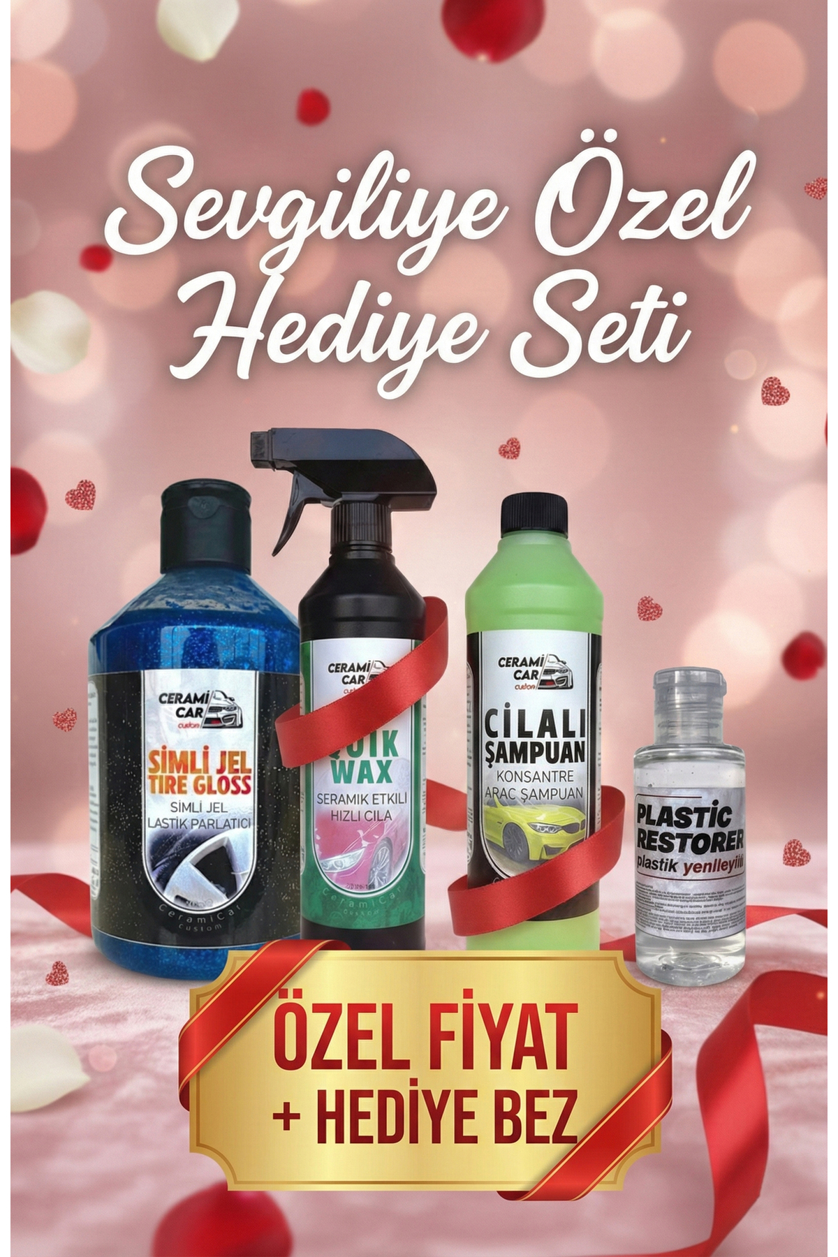 Ceramicar Custom 5 Parça Oto Bakım Seti - Simli Lastik Cila Şampuan ...