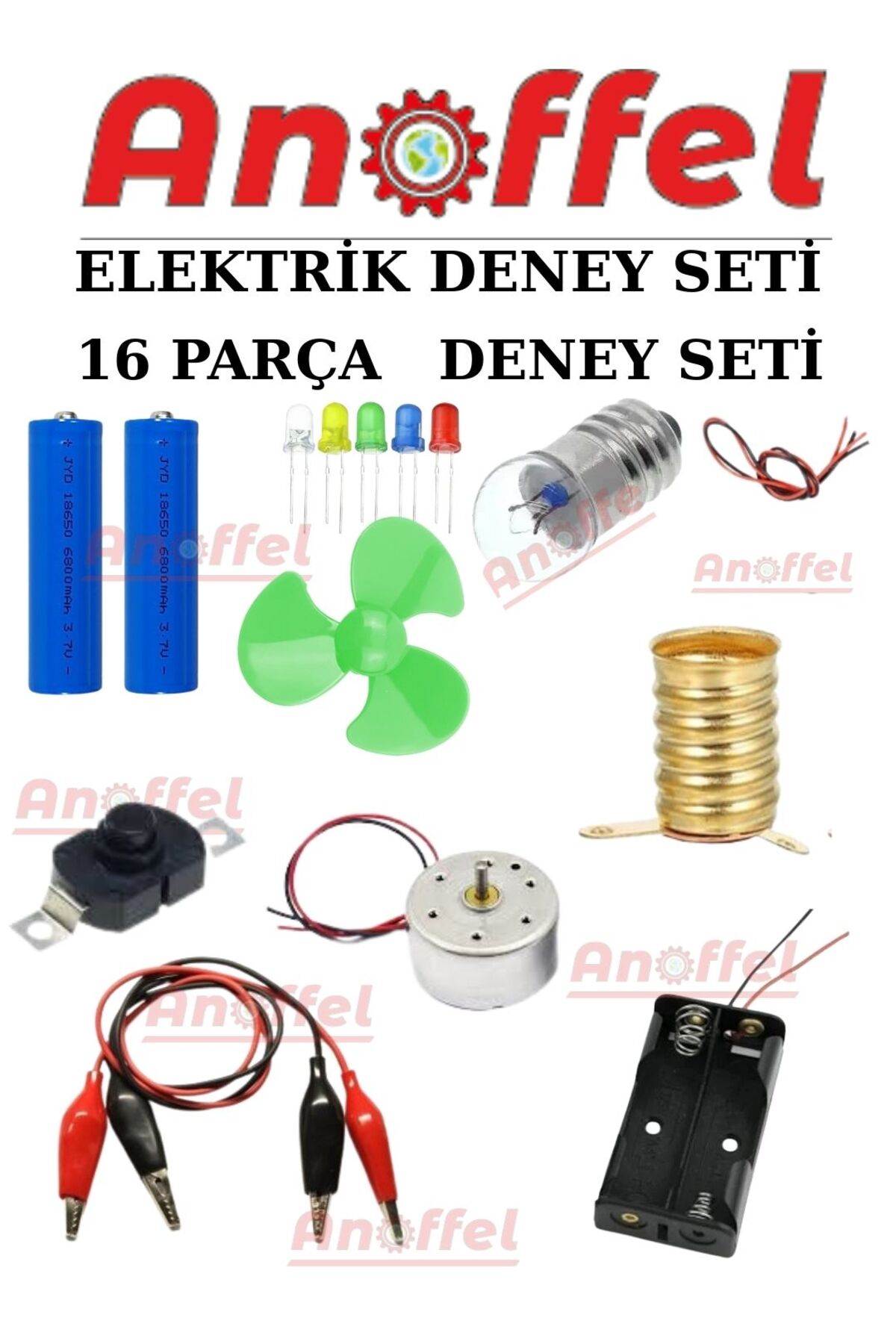 Anoffel ELEKTRİK DENEY SETİ 16 PARÇA DC MOTOR DENEY SETİ VE PARALEL VE ...