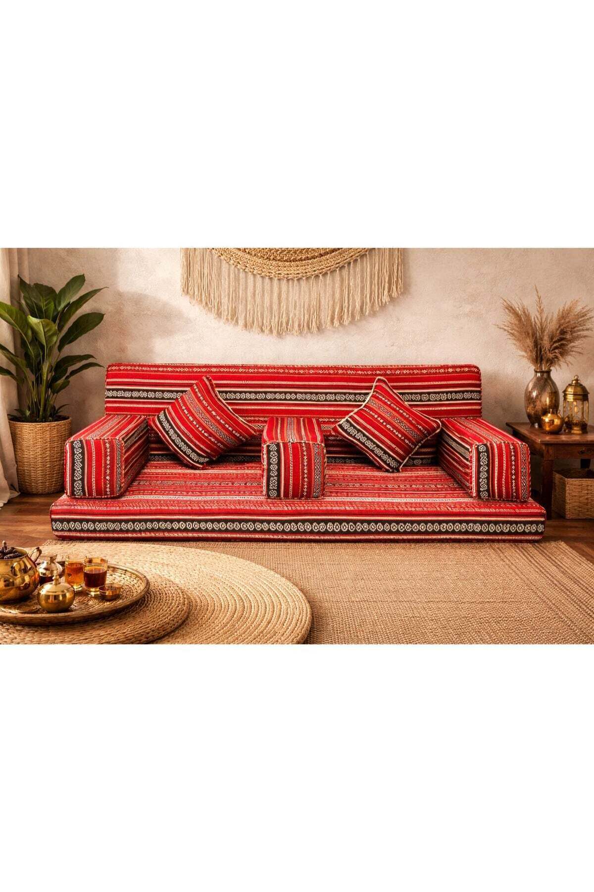 Xboat Traditional Arabic Majlis Floor Seating Sofa Set 1 Red Pattern ...
