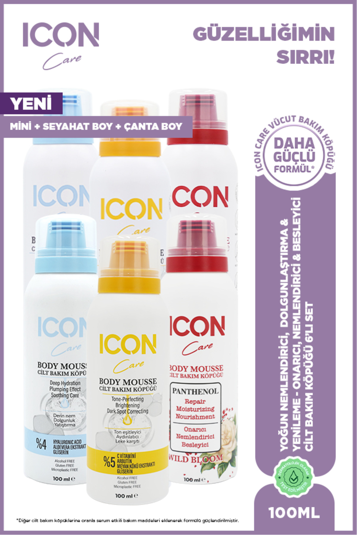 ICON Care HYALURONIC ACID 100+ 200 ML+WILD BLOOM 100+200 ML +C VİTAMİNİ ...