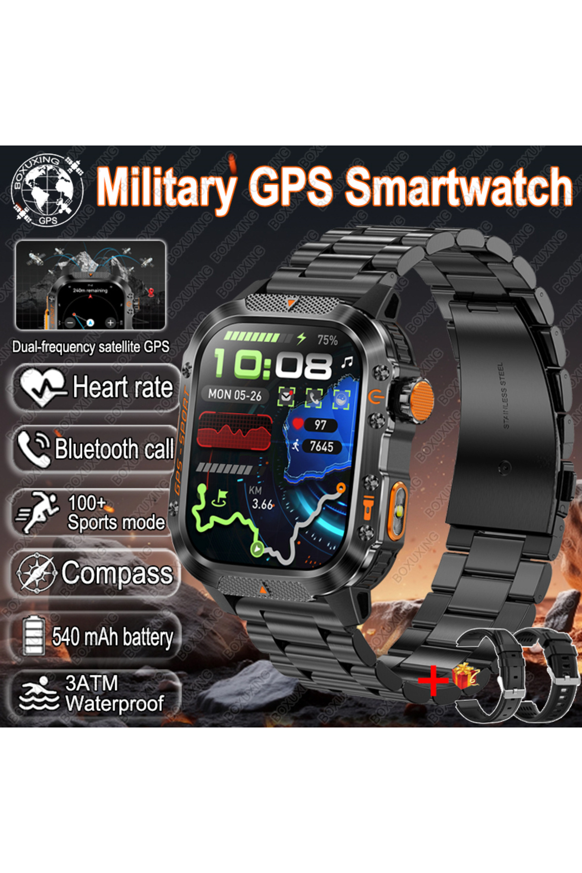 Choice Military-grade GPS Black steel belt 2026 New T-Rex 3 Military ...
