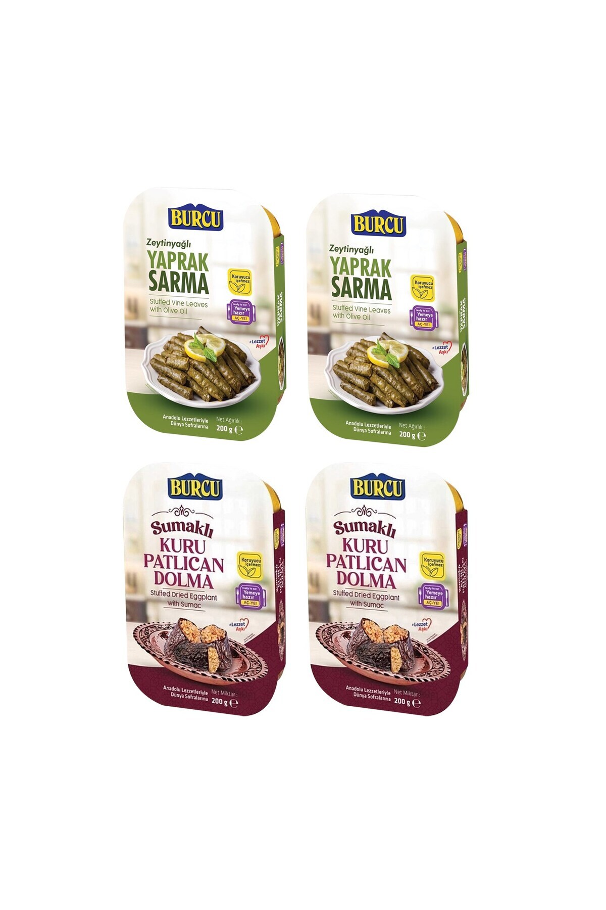 BURCU Yaprak Sarma ve Kuru Patlıcan Dolma 200 gr 4 lü Paket - Fiyatı ...