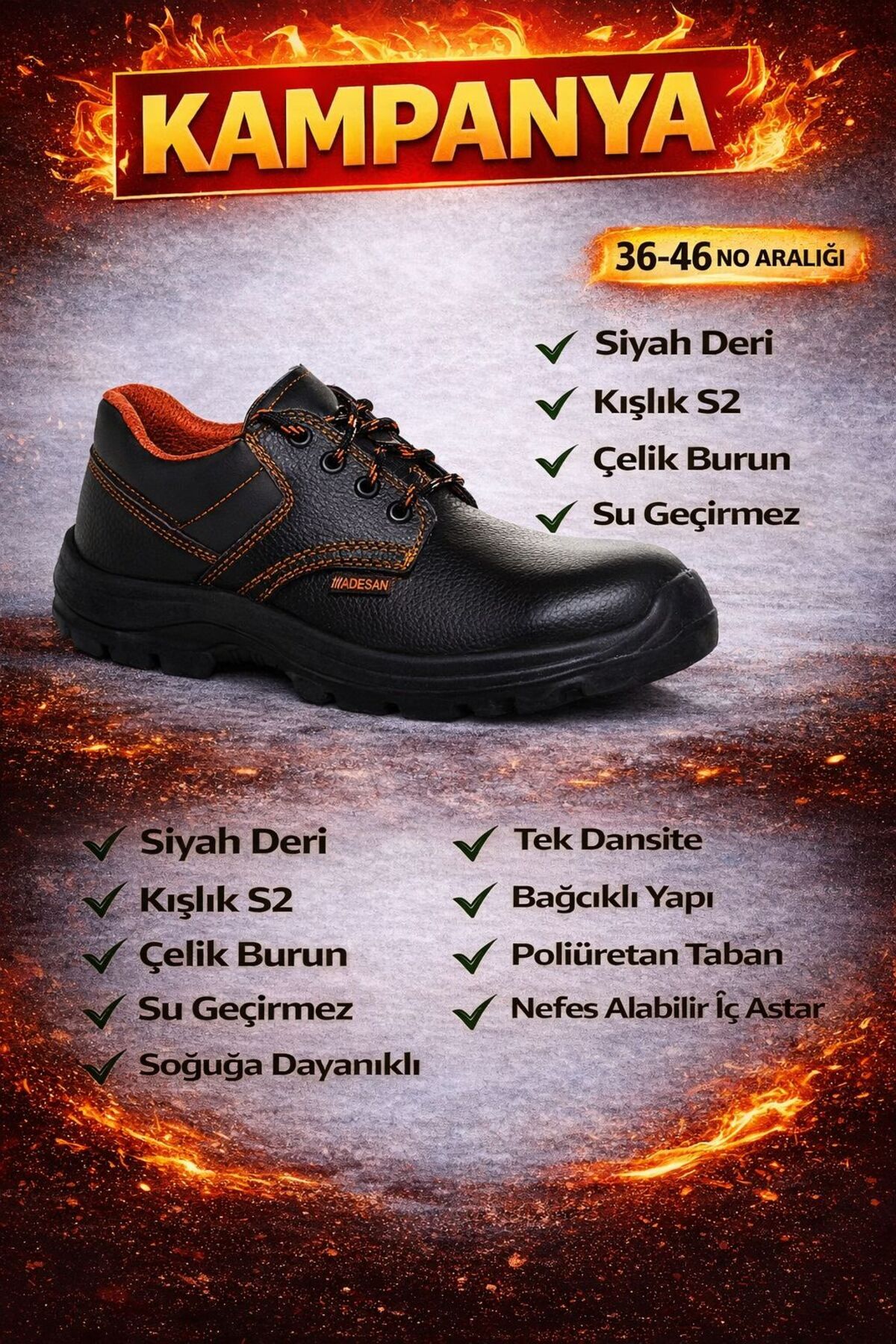 ADESAN İŞ AYAKKABISI S2 Kışlık - Fiyatı, Yorumları