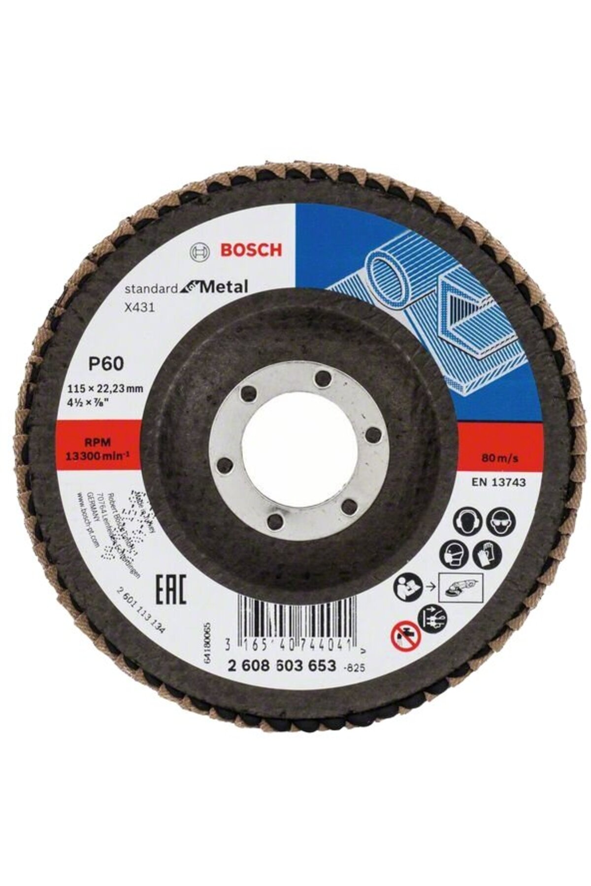 Bosch X431 - Convex profile flap disc, 115x22.2 mm, grit 60- Trendyol