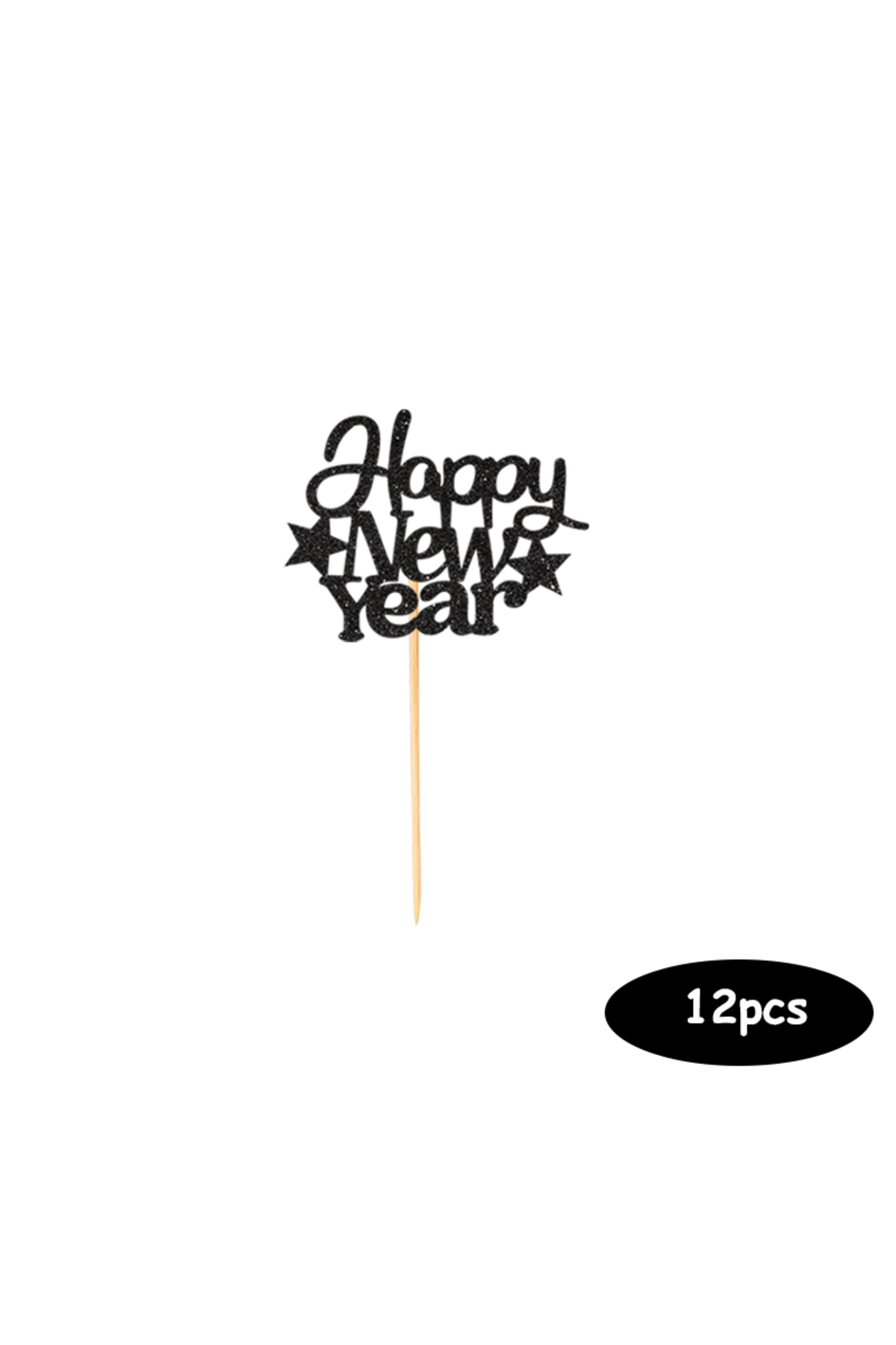 Choice 12pcs black 12 Pcs Happy New Year Cupcake Toppers 2026 Cupcake ...