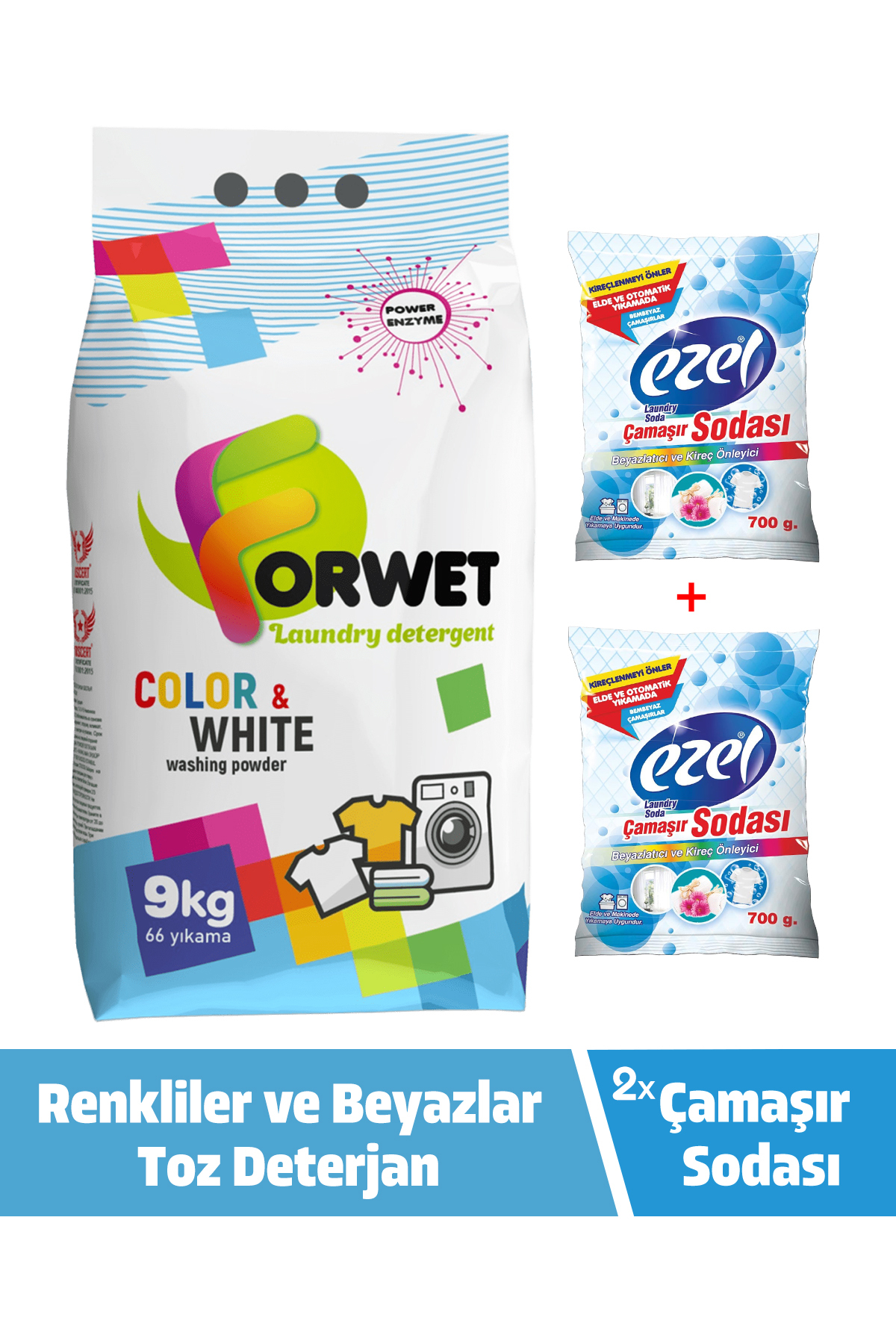 FORWET Toz Çamaşır Deterjanı Renkliler Ve Beyazlar İçin 9 Kg + Çamaşır ...