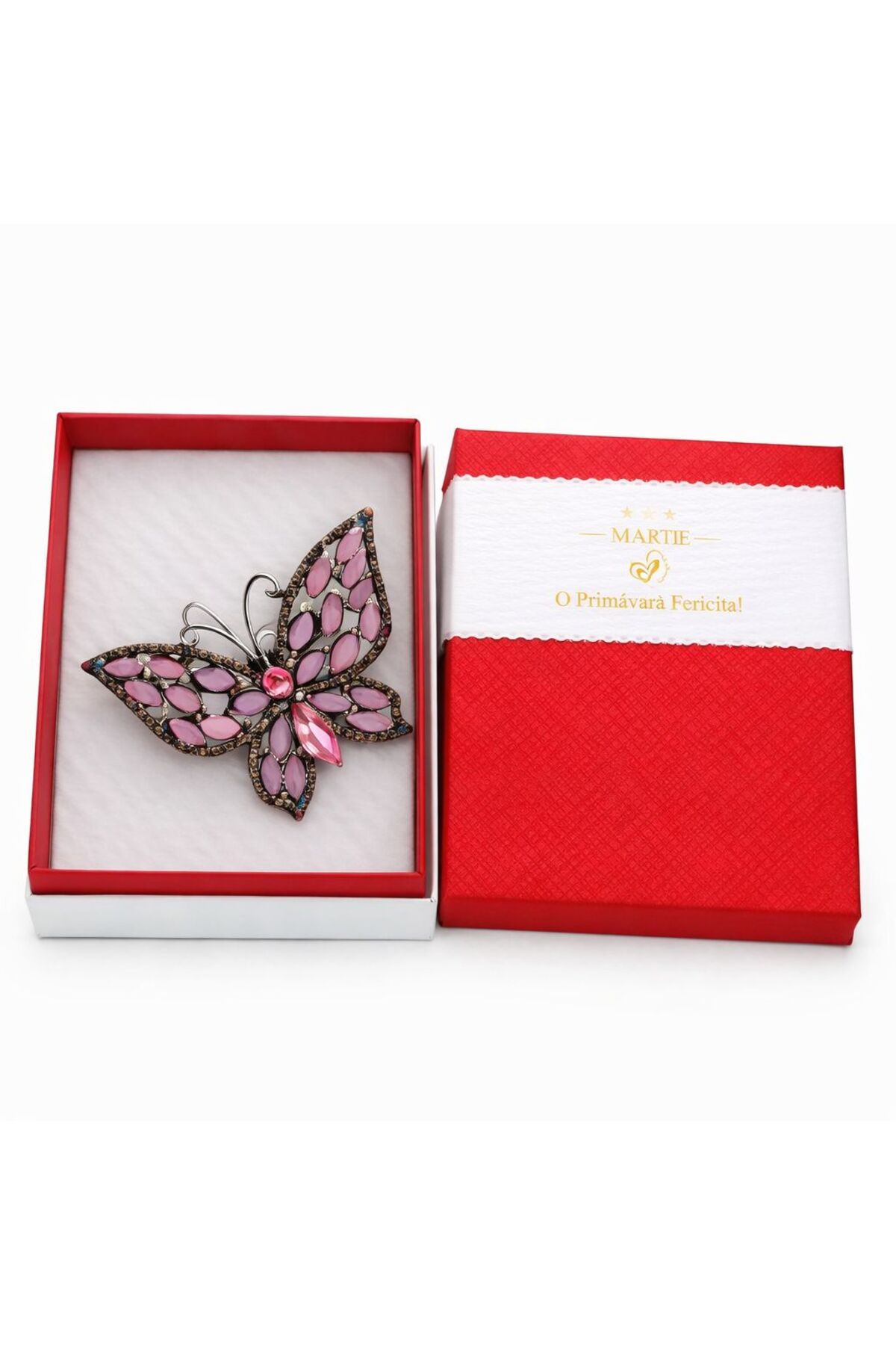 OEM Mărțișor Broșă Fluture Roz cu Pietre Decorative, Design Elegant ...