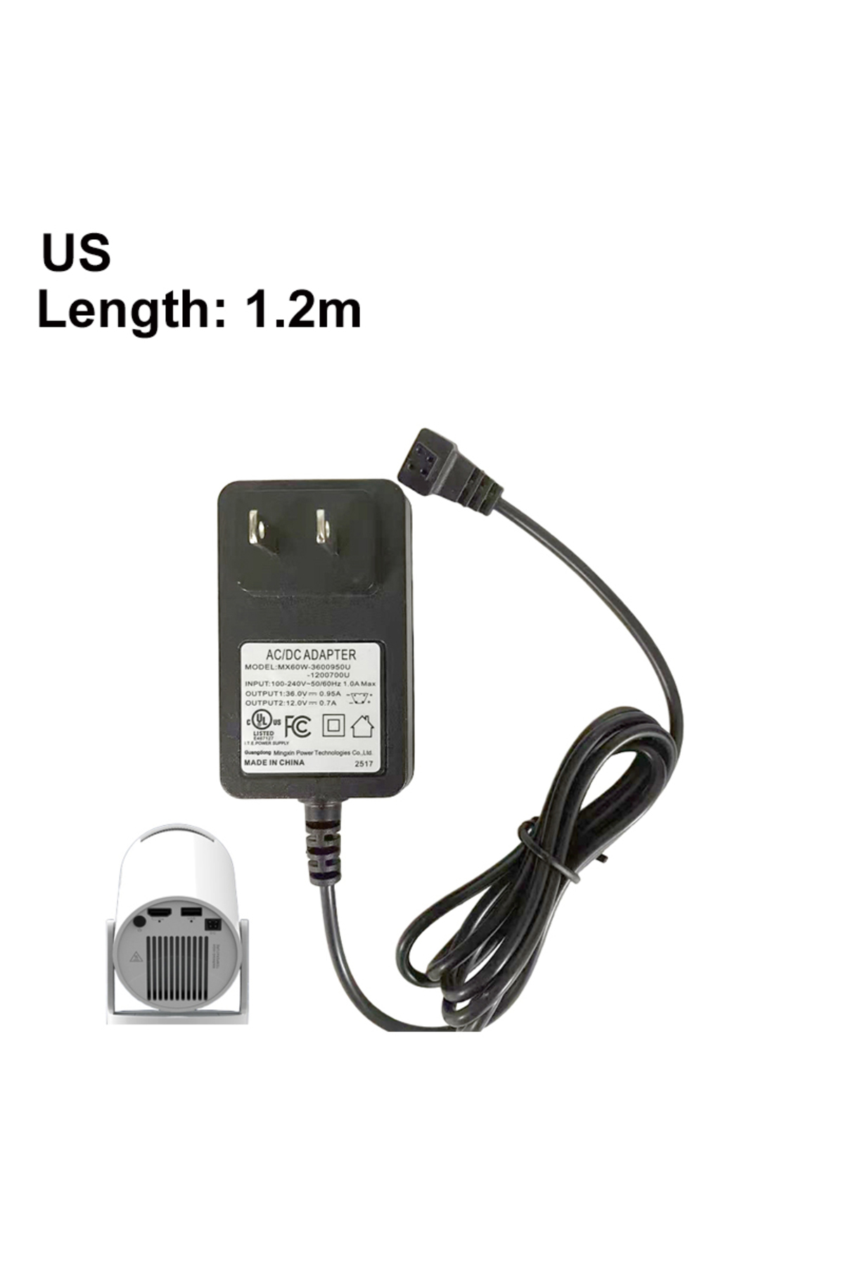 Choice US 1.2M DITONG Projector power cord 1m/3m power adapter 36V ...