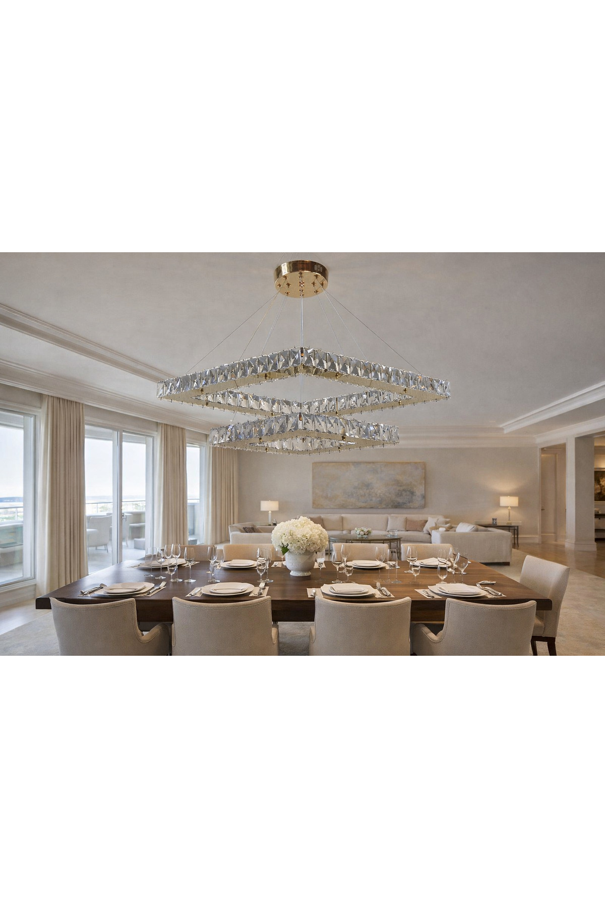 TREND 75x50 BAKLAVA MODEL GOLD 2 KATLI KRİSTAL AVİZE - Fiyatı, Yorumları