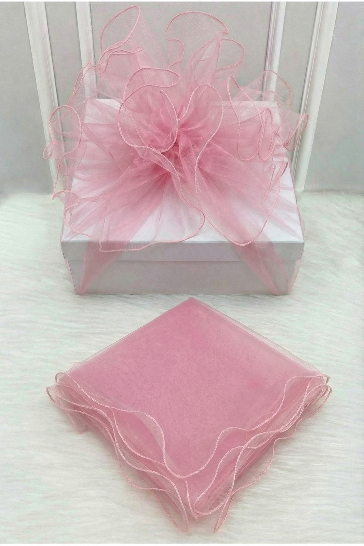 ZEYMERADE Bebe Pembe Süsleme Tülü, Bebe Pembe Kenar Bohça Çeyiz Gelin ...