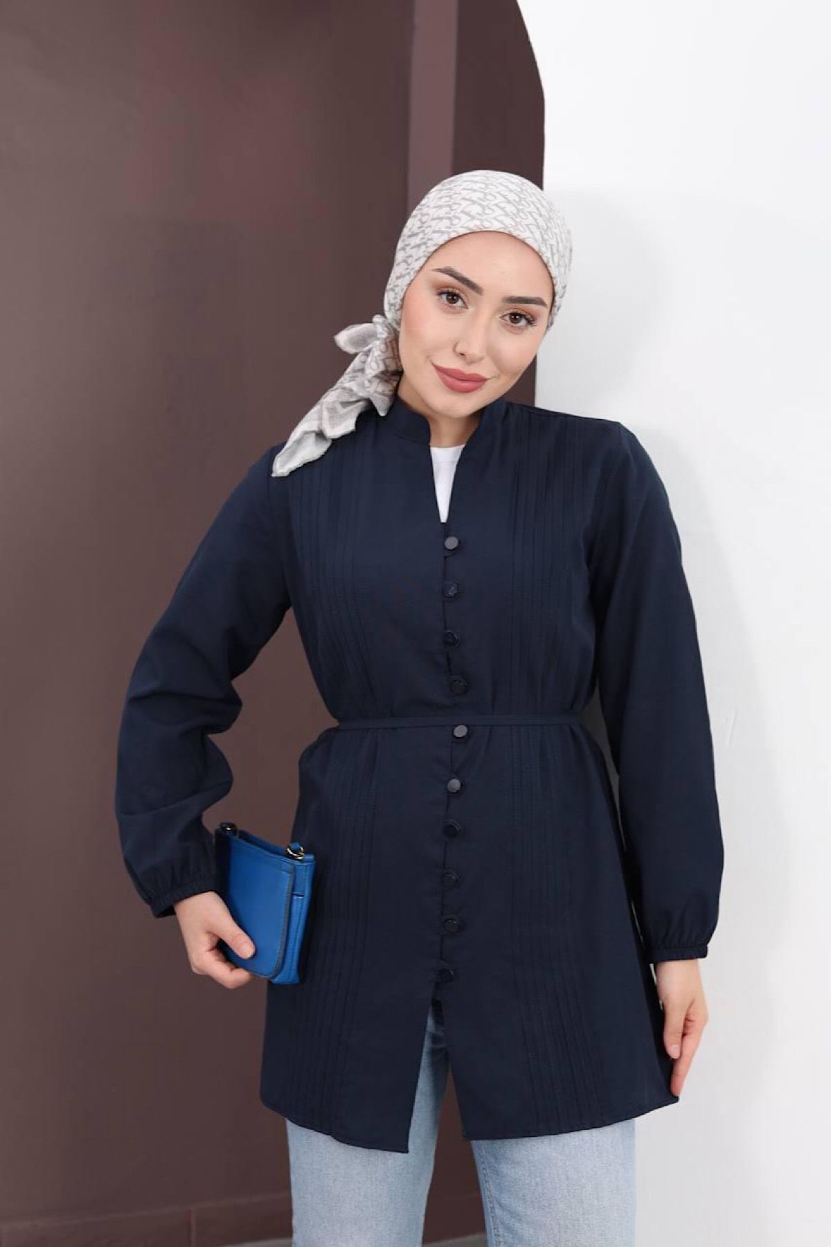 HİFADEN Women's Ribbed Belted Hijab Shirt- Trendyol