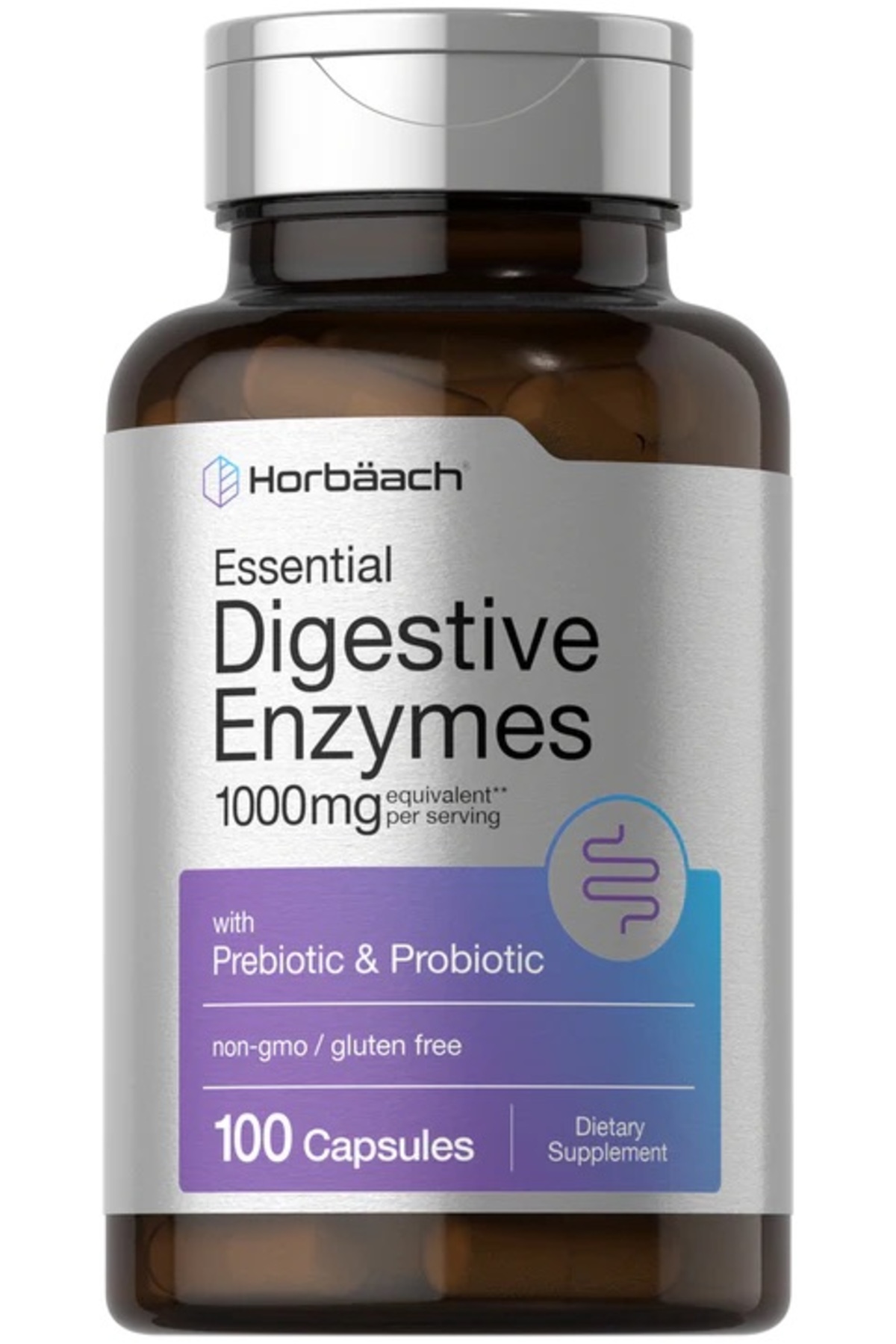 Horbaach Essential Digestive Enzymes with Prebiotic & Probiotic 1,000 ...