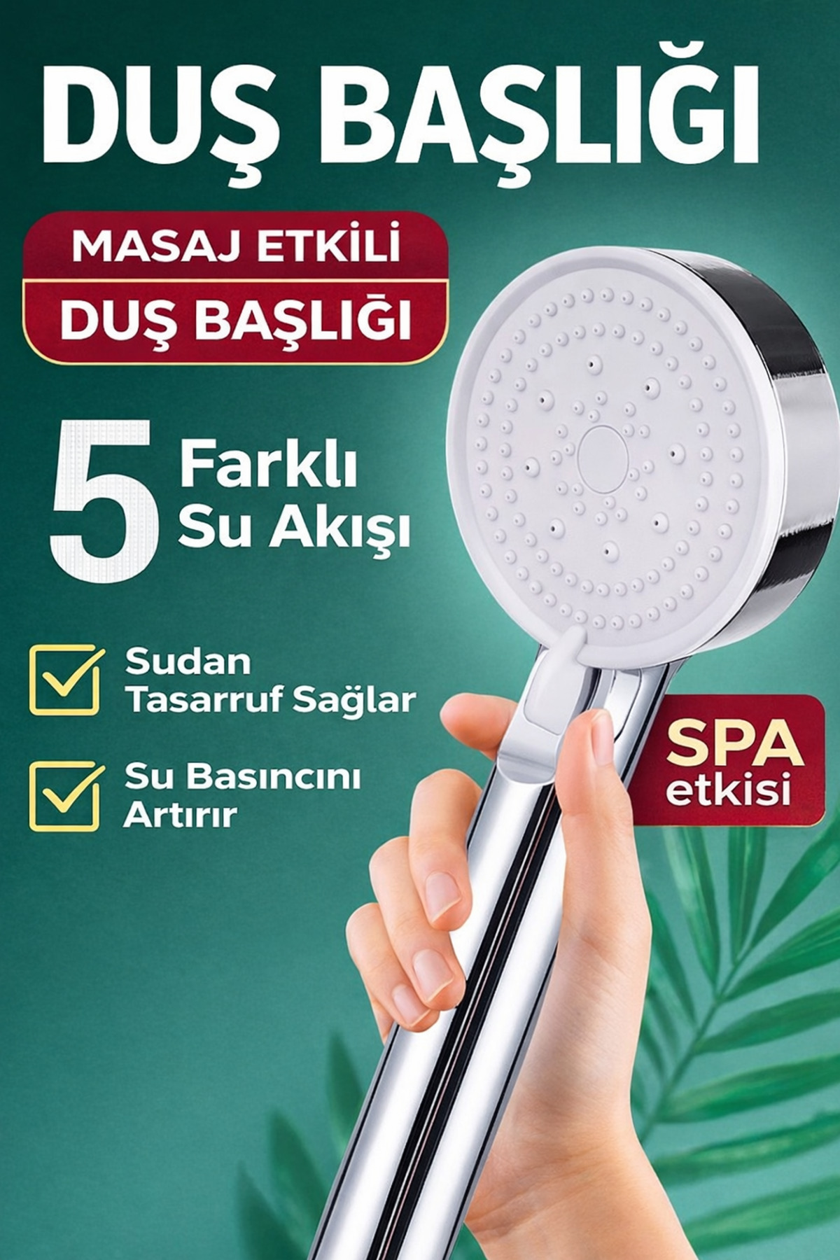 SUVİA Duş Başlığı Basınç Artırıcı 5 Fonksiyonlu | Masajlı Su Tasarruflu ...