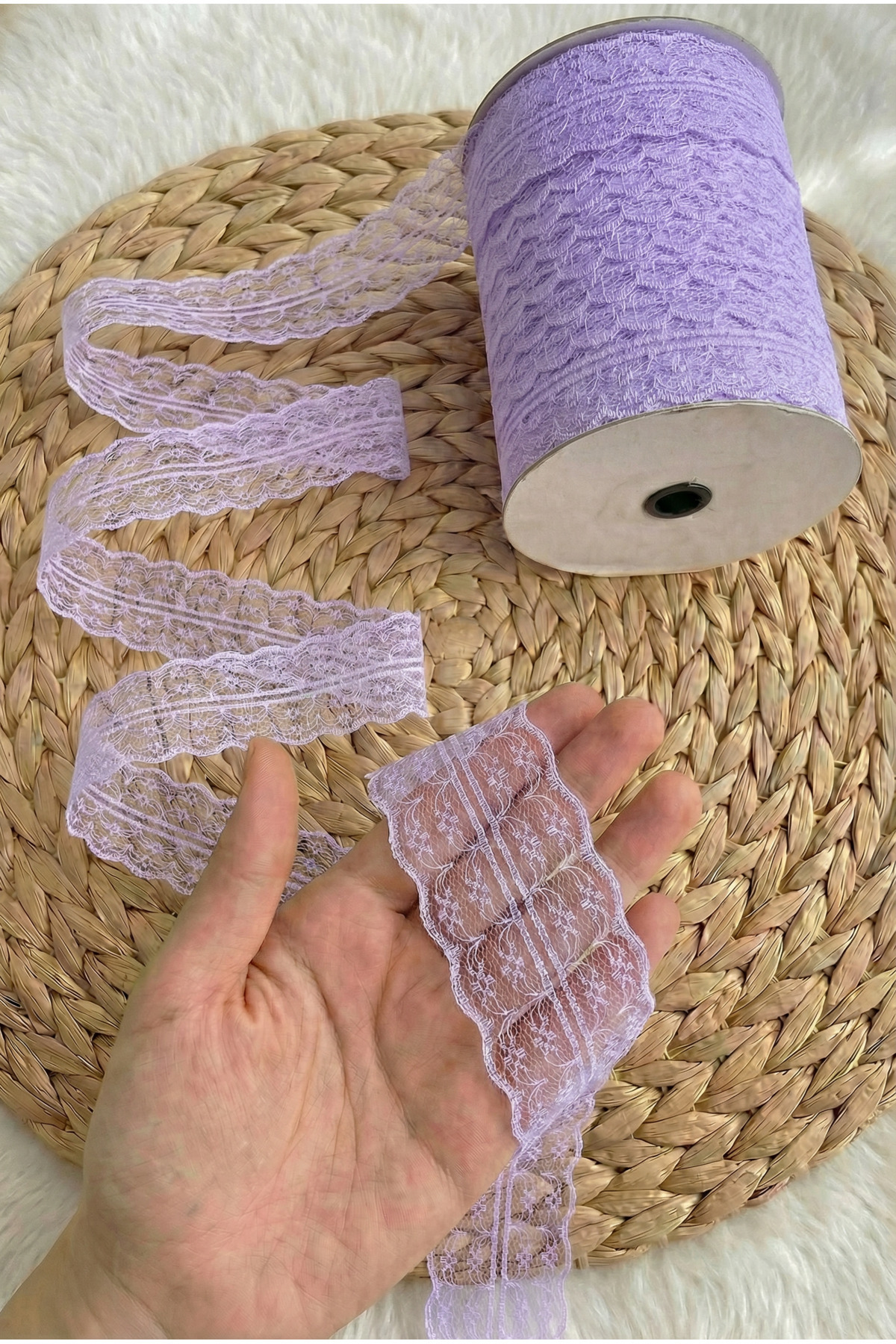 ZEYMERADE 10 Metre Çift Katlı Dantel Kurdele Lila Fisto, Bohça Nişan ...