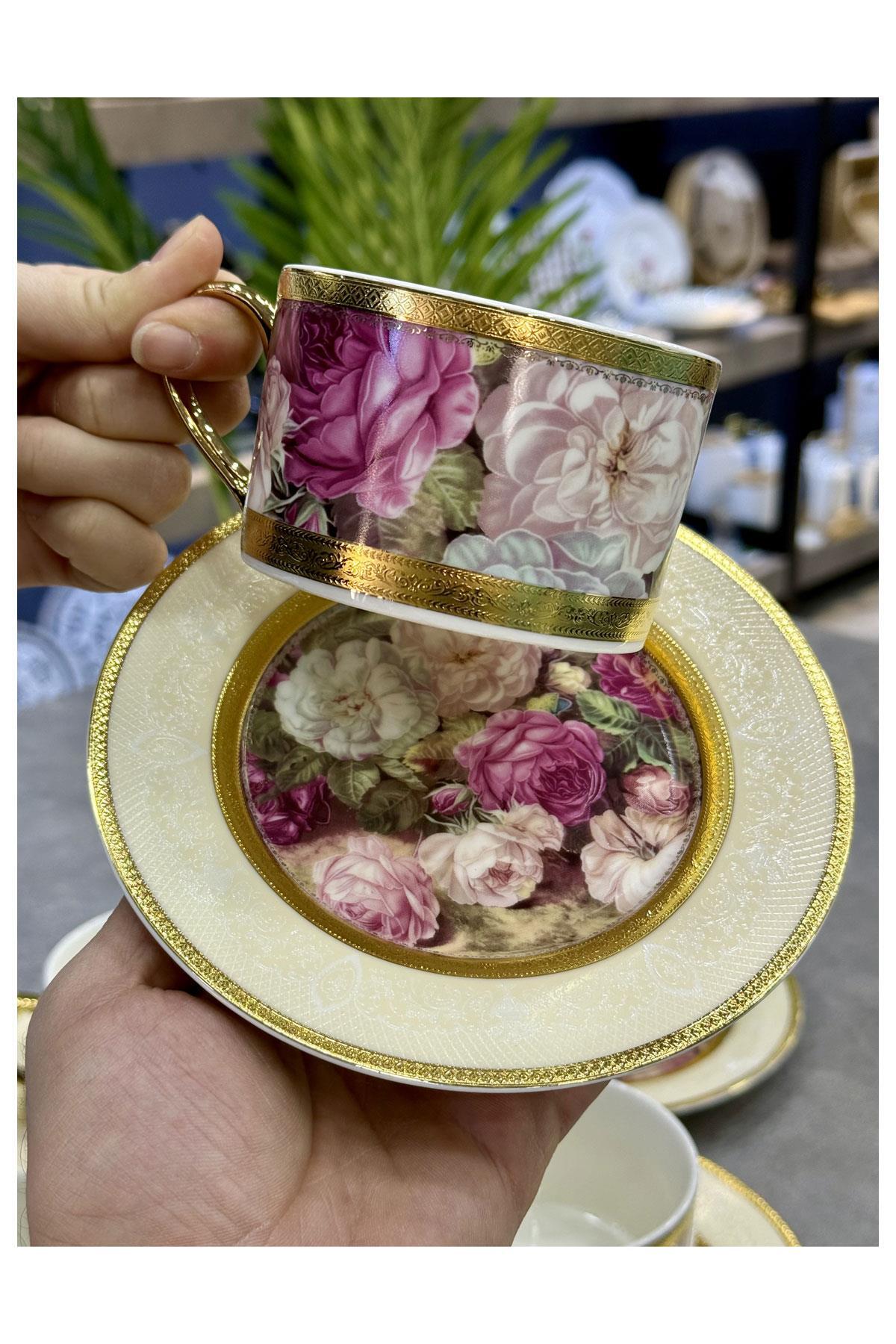 ROY KING Rosa Bıanca Porselen 24K Altın Kaplama 6 Lı Çay Seti - Fiyatı ...