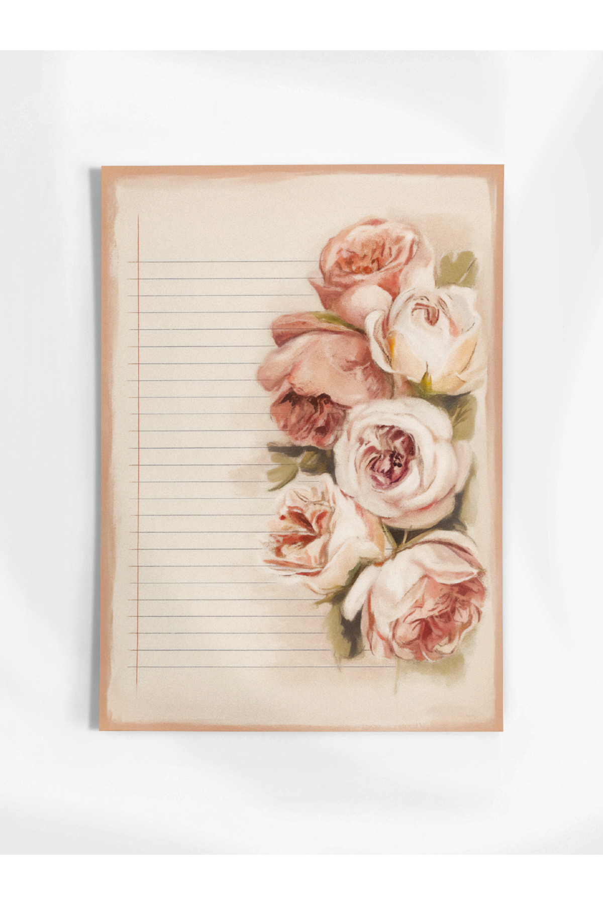 Henno A6 (10,5x14,8 cm) 6’lı Tek Desen Vintage Pembe Gül Çiçekli ...