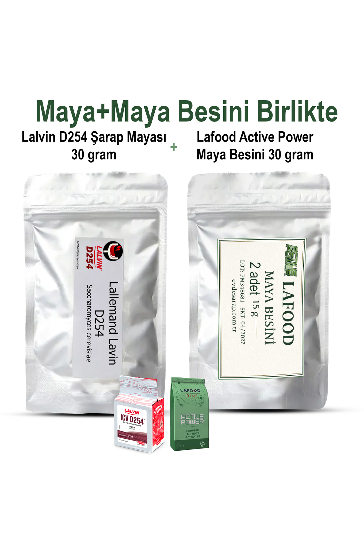 Lalvin ICV D254 Kırmızı ve Beyaz Şarap Mayası ve Maya Besini Birlikte ...