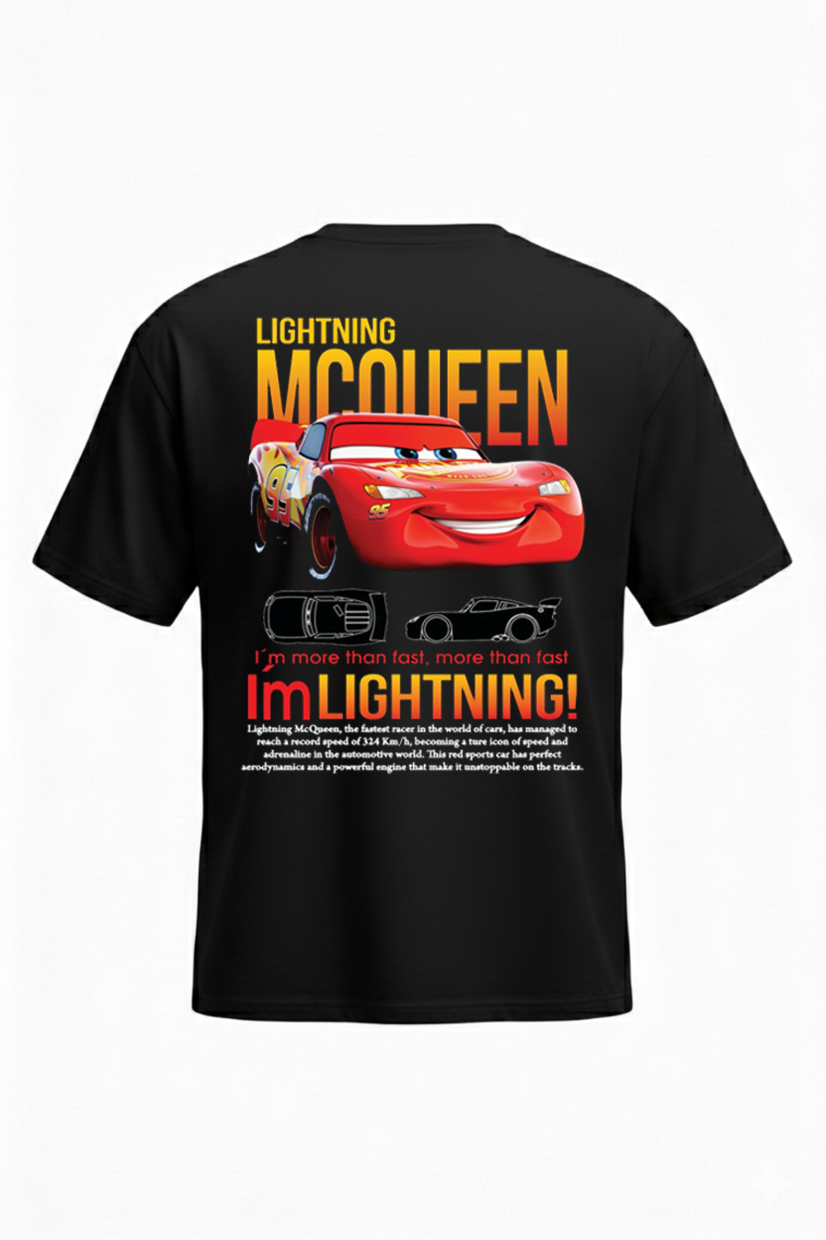 DASH WEAR Cars T-Shirt - Siyah Baskılı Oversize Bisiklet Yaka Kısa Kol ...