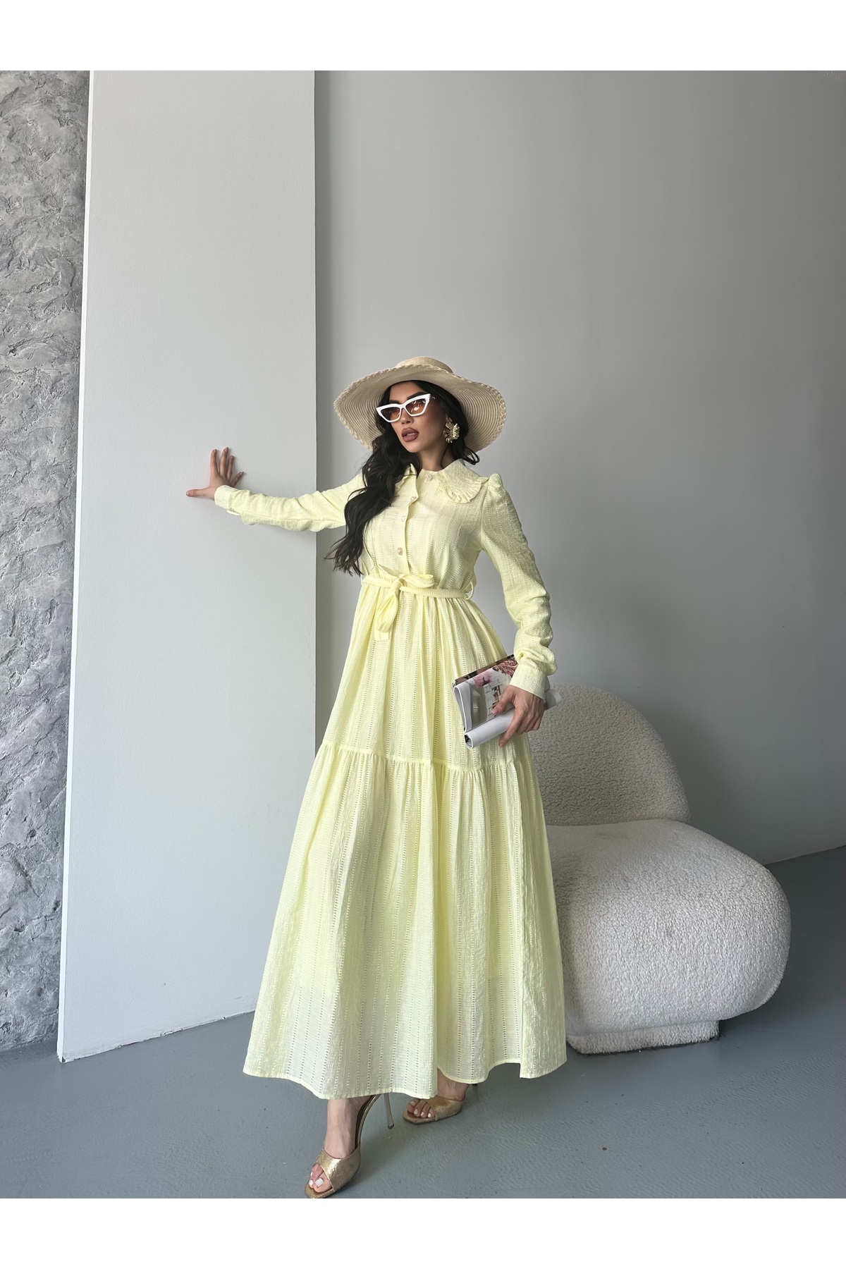 merve ada design Kadın Bebe Yakalı Düğme Detaylı Pamuk Elbise - Fiyatı ...