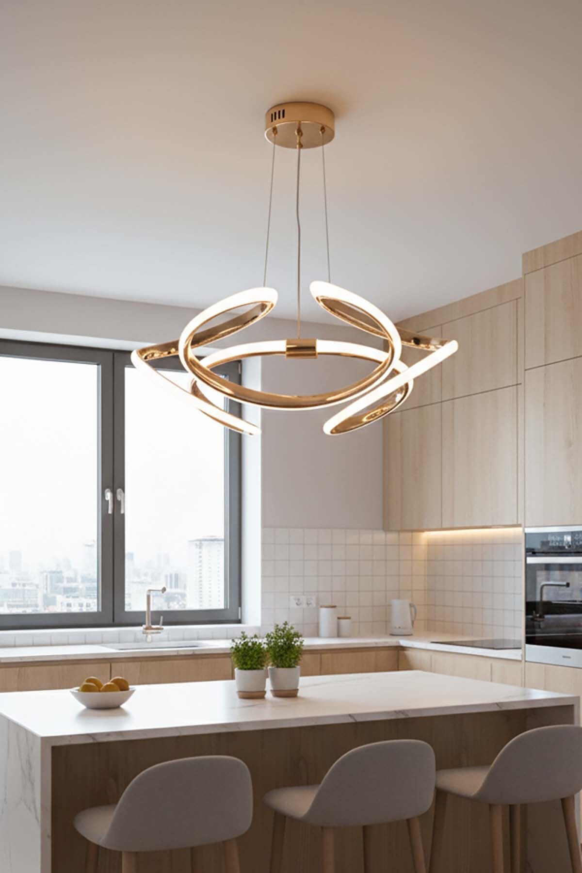 TERRA LIGHTING Minimal Napoli Led Avize, 3 Renk Yanabilen Avize, Sarkıt ...