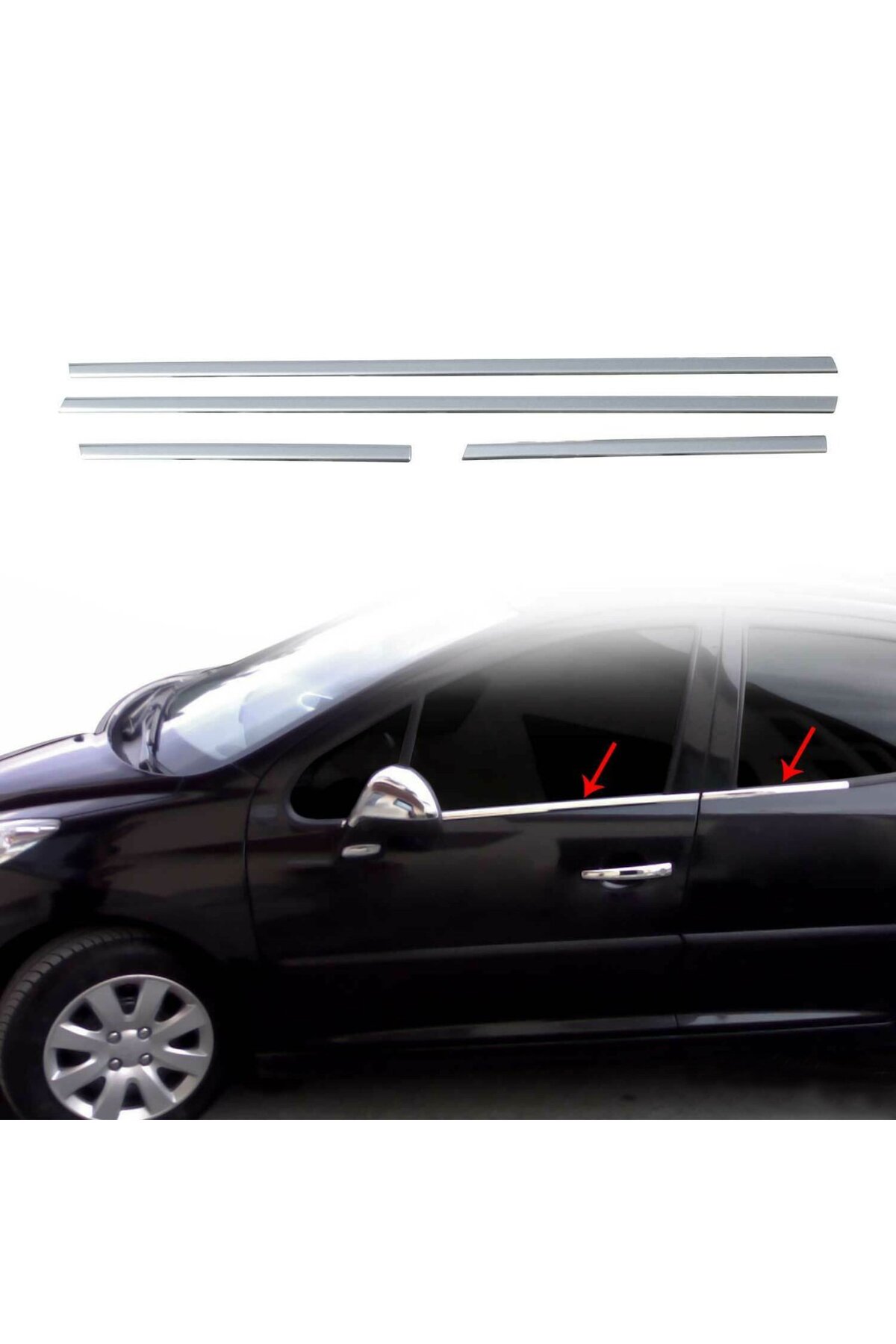 A&G Tuning Peugeot 207 Krom Cam Çıtası Takımı 4Parça Paslanmaz Çelik ...