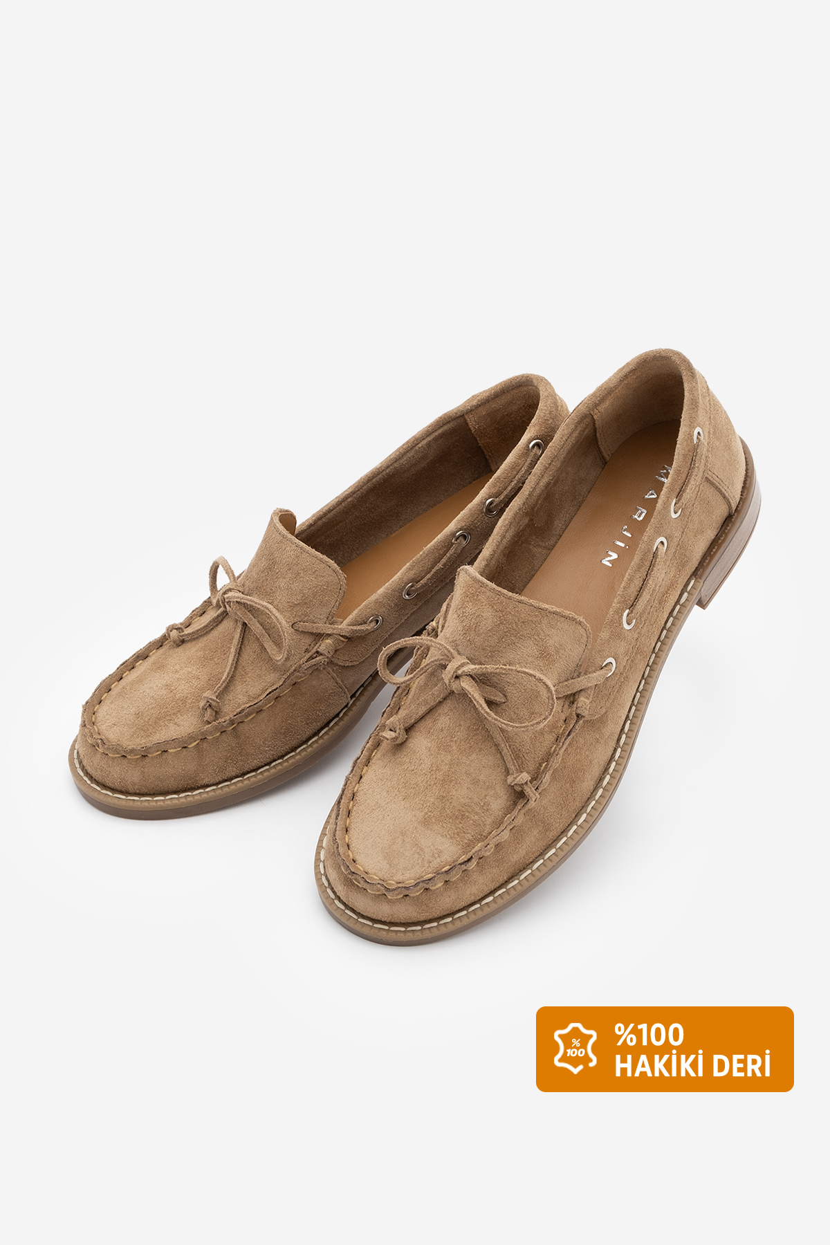 Marjin Kadın Hakiki Deri Dikiş Detaylı Fiyonklu Vardola Loafer Günlük ...