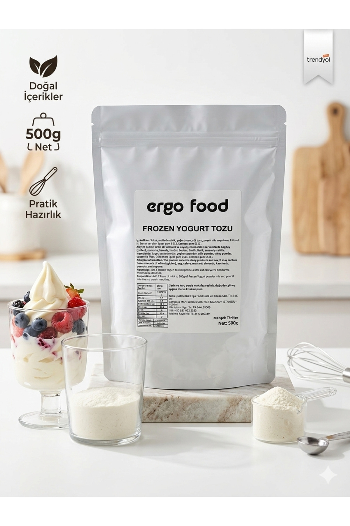 ergo food Frozen Yoğurt Toz Karışımı 500 Gr – Profesyonel Frozen Yogurt ...