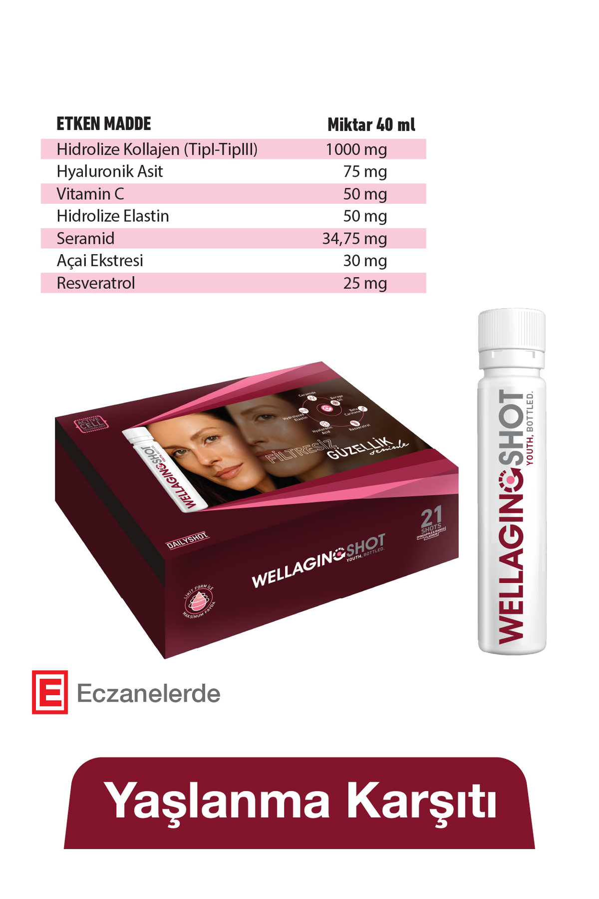 DAILYSHOT Well Aging Hidrolize Kollajen, Seramid, L-Karnosin, Hidrolize ...