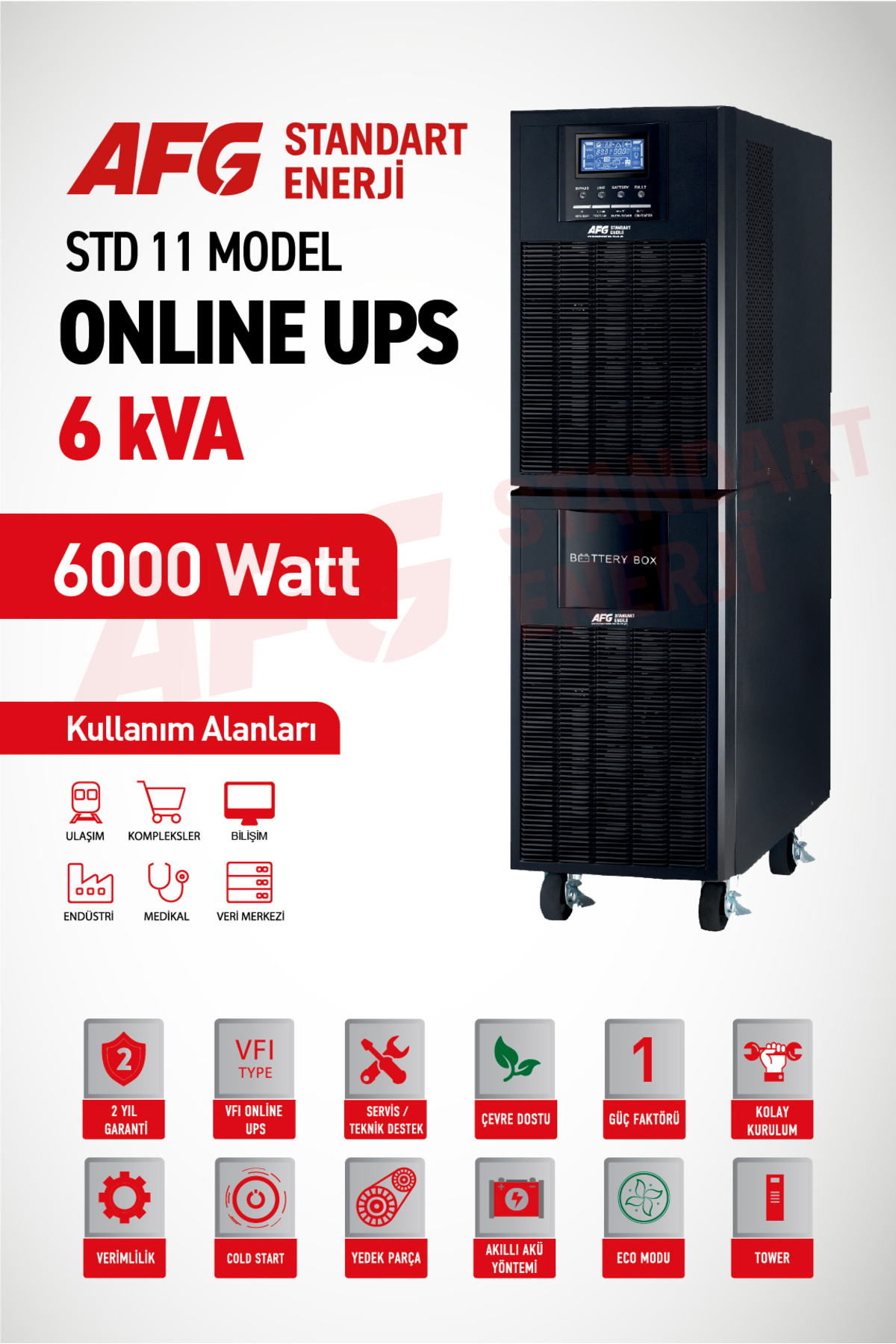 Standart Enerji 6 kVA ONLİNE UPS 6000W STD 11 MODEL Kesintisiz Güç ...