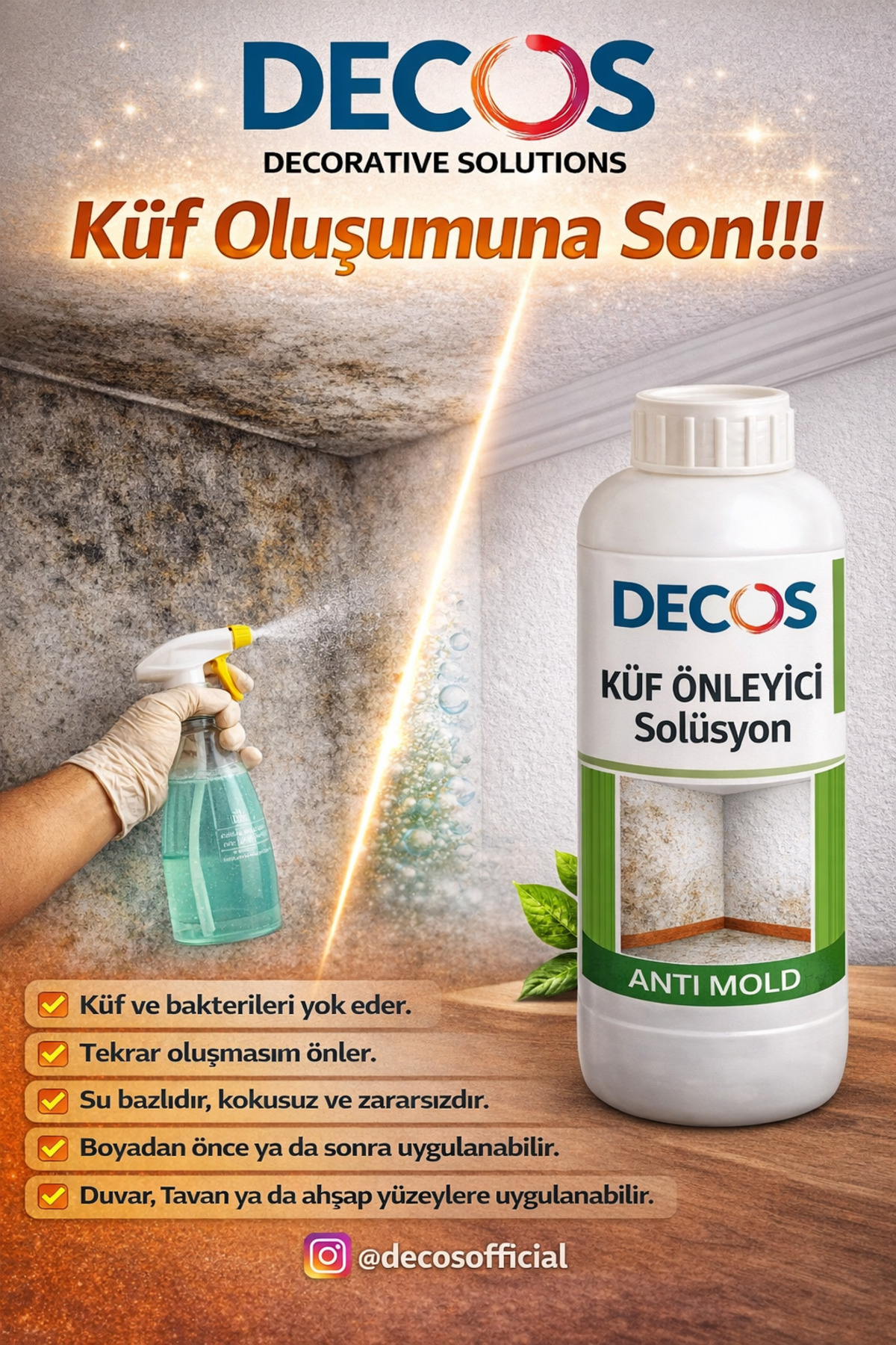 DECOS Küf Önleyici Solüsyon 1 Litre - Fiyatı, Yorumları