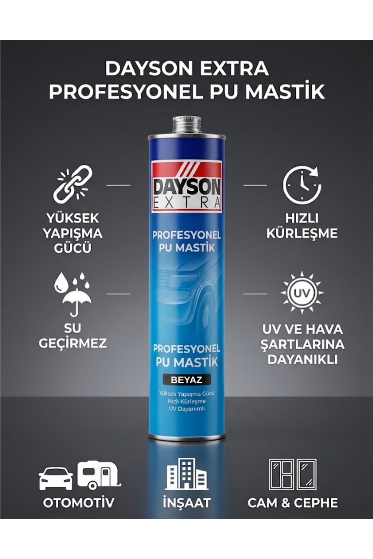 Dayson Extra Beyaz PU Mastik 280ml Poliüretan Yapıştırıcı Silikon ...