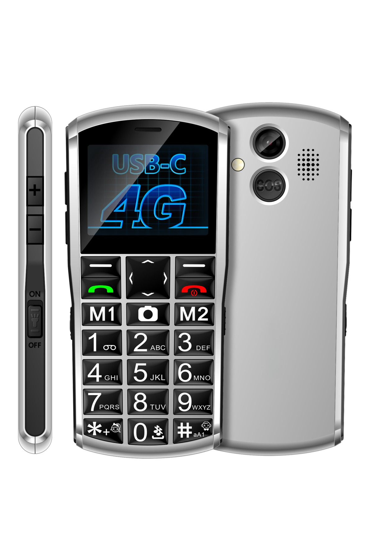 wirsen Telefon mobil pentru vârstnici cu Buton SOS, 4G, Dual SIM ...