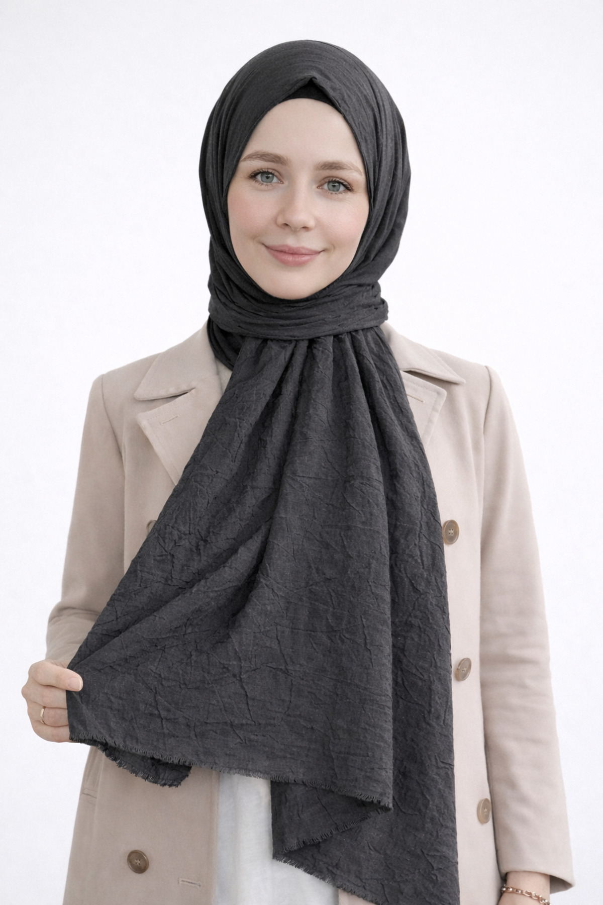 Merve Nayir Hijab Iron-Free Bamboo Crinkle Shawl- Trendyol